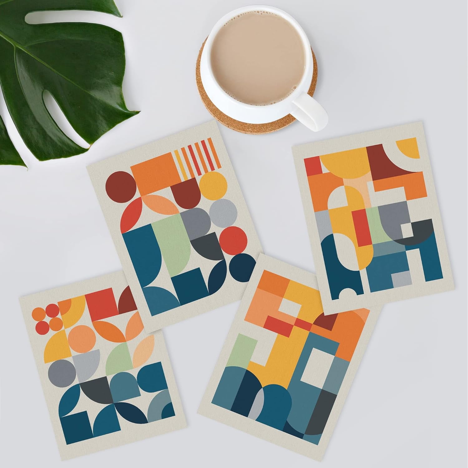 PixonSign 4PCS Adhesive Canvas Posters Mid-Century Modern Colorful ...