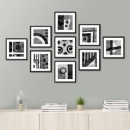 Sheffield Home 9 Piece Gallery Wall Frame Set, 12x12 in. Matted to 8x8 ...