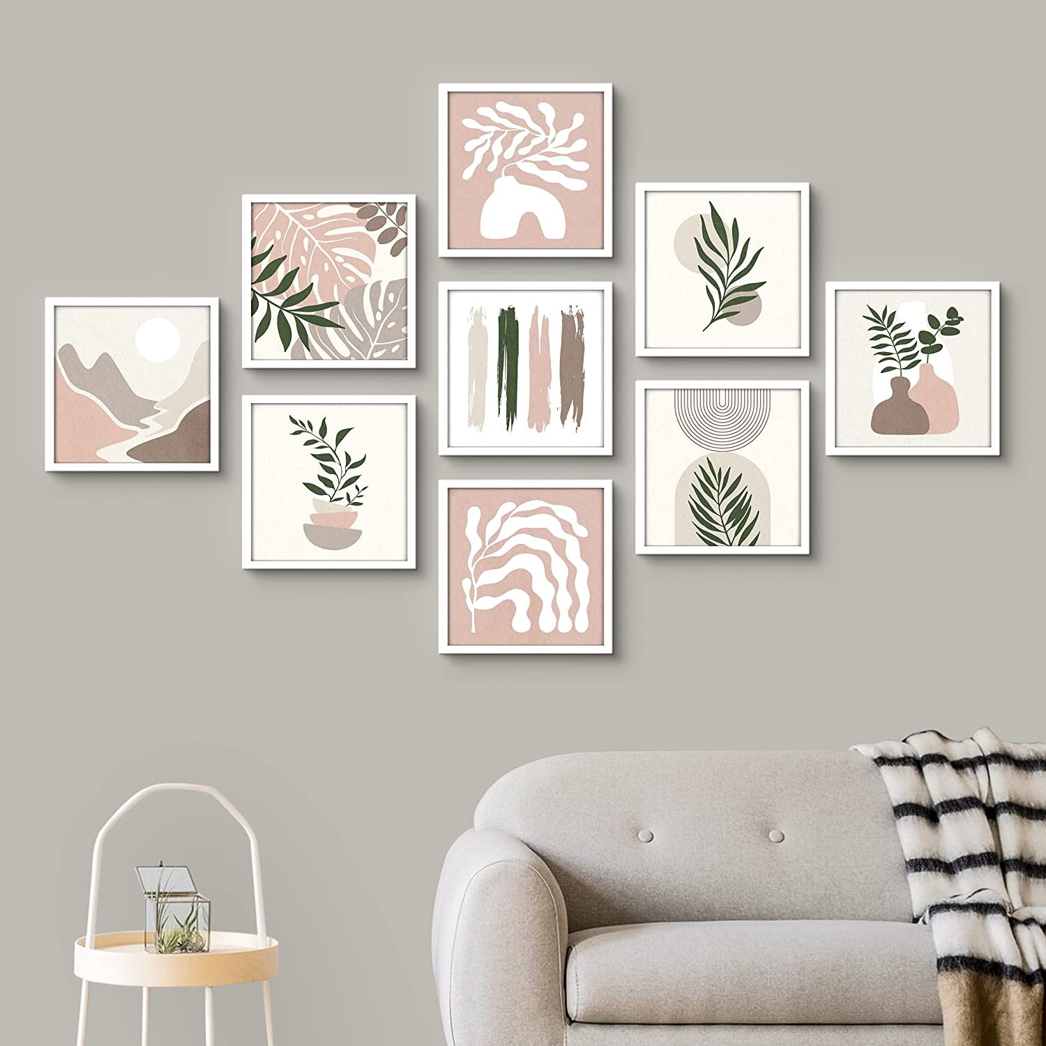 PixonSign 9 Piece 8" x 8" Gallery Wall Art Prints Picture Frame Set for ...