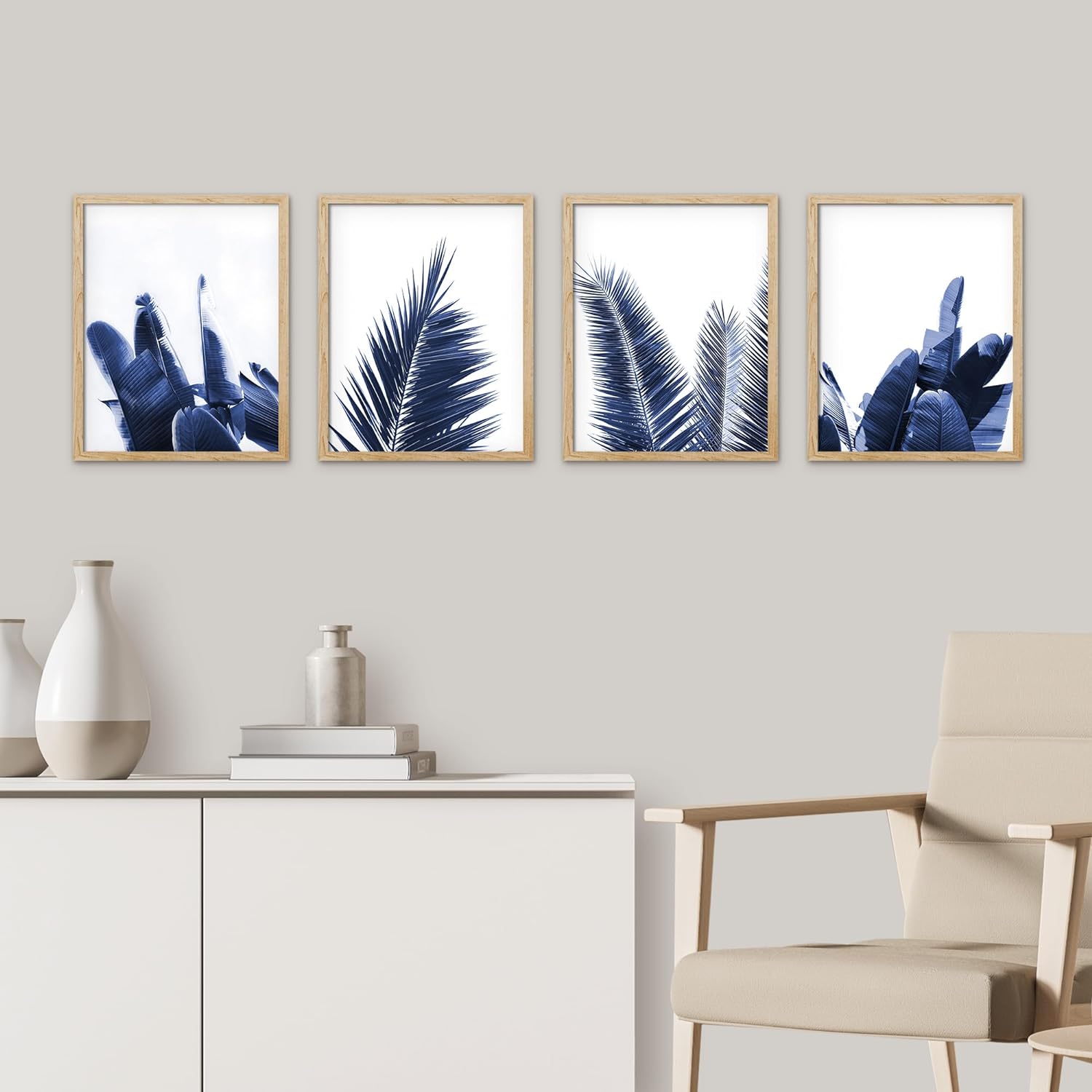 PixonSign Adhesive Canvas Poster Navy Blue Tropical Island Palm ...