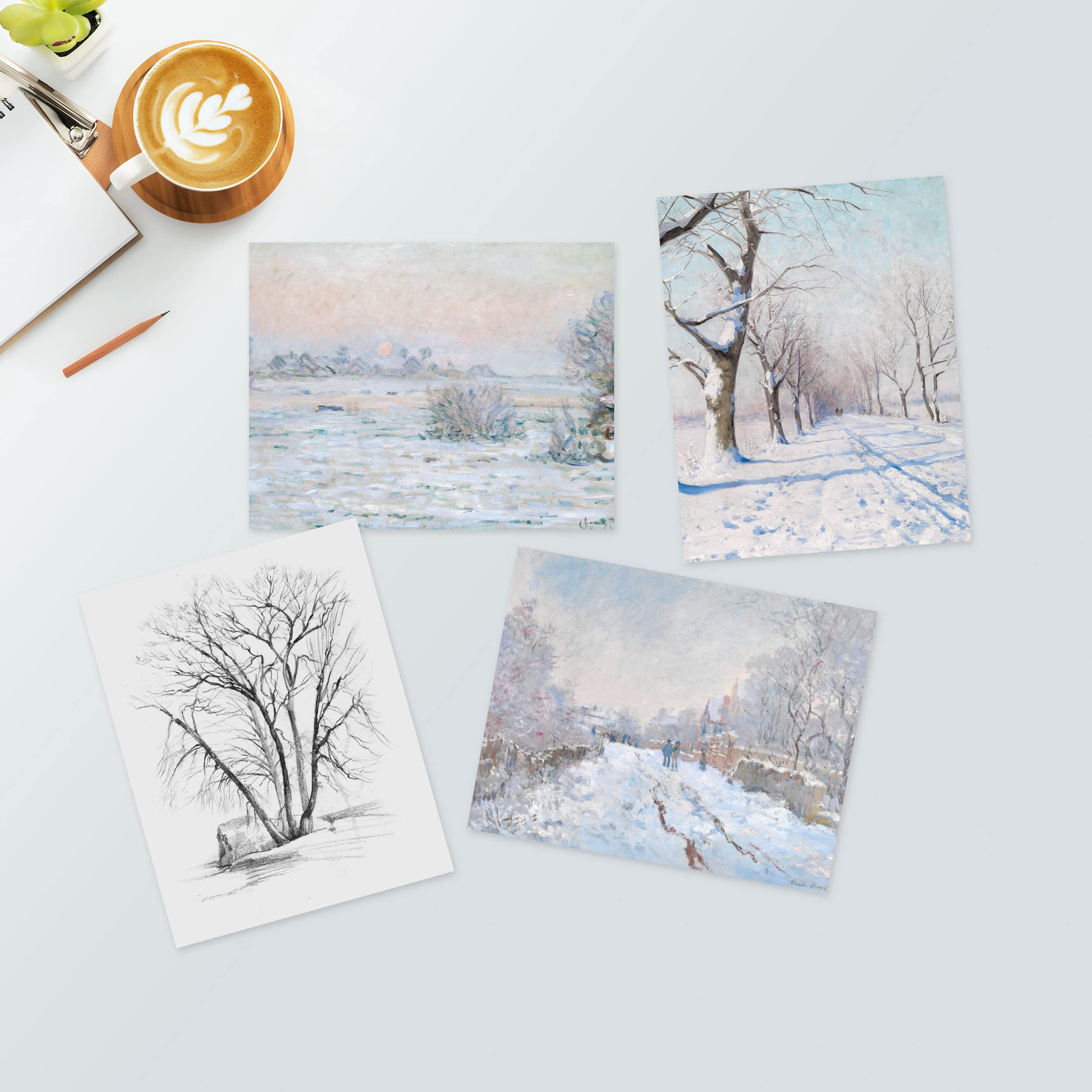 PixonSign Adhesive Canvas Poster, Wall Art Winter Snowy Trees, Set of 4 ...