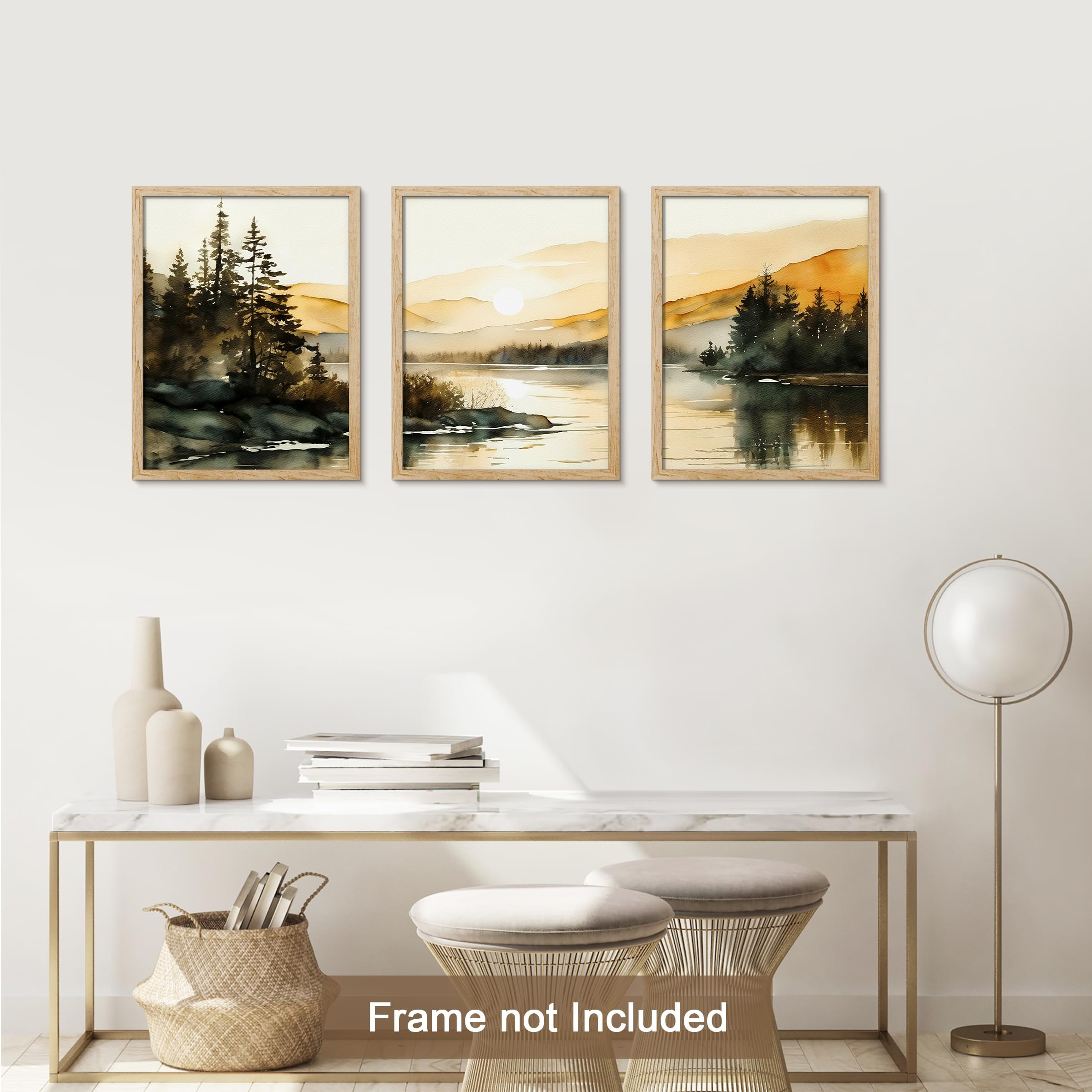 PixonSign Adhesive Canvas Print Wall Art Set - Alpine Dawn Watercolor ...