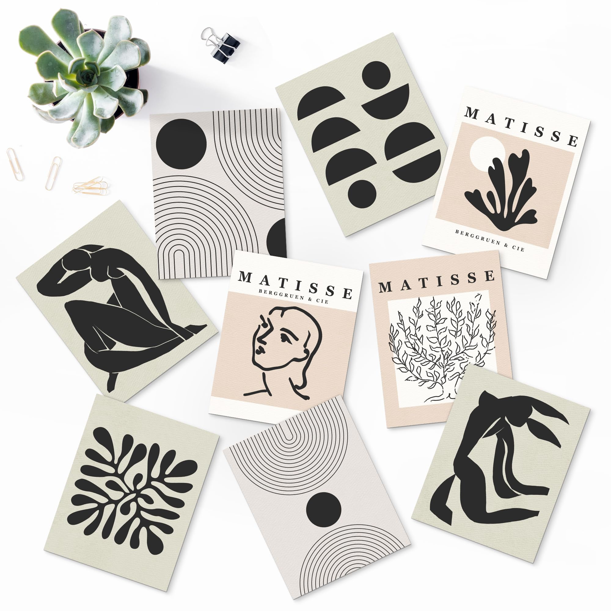 PixonSign Adhesive Canvas Print Wall Art Set - Black & White Henri ...