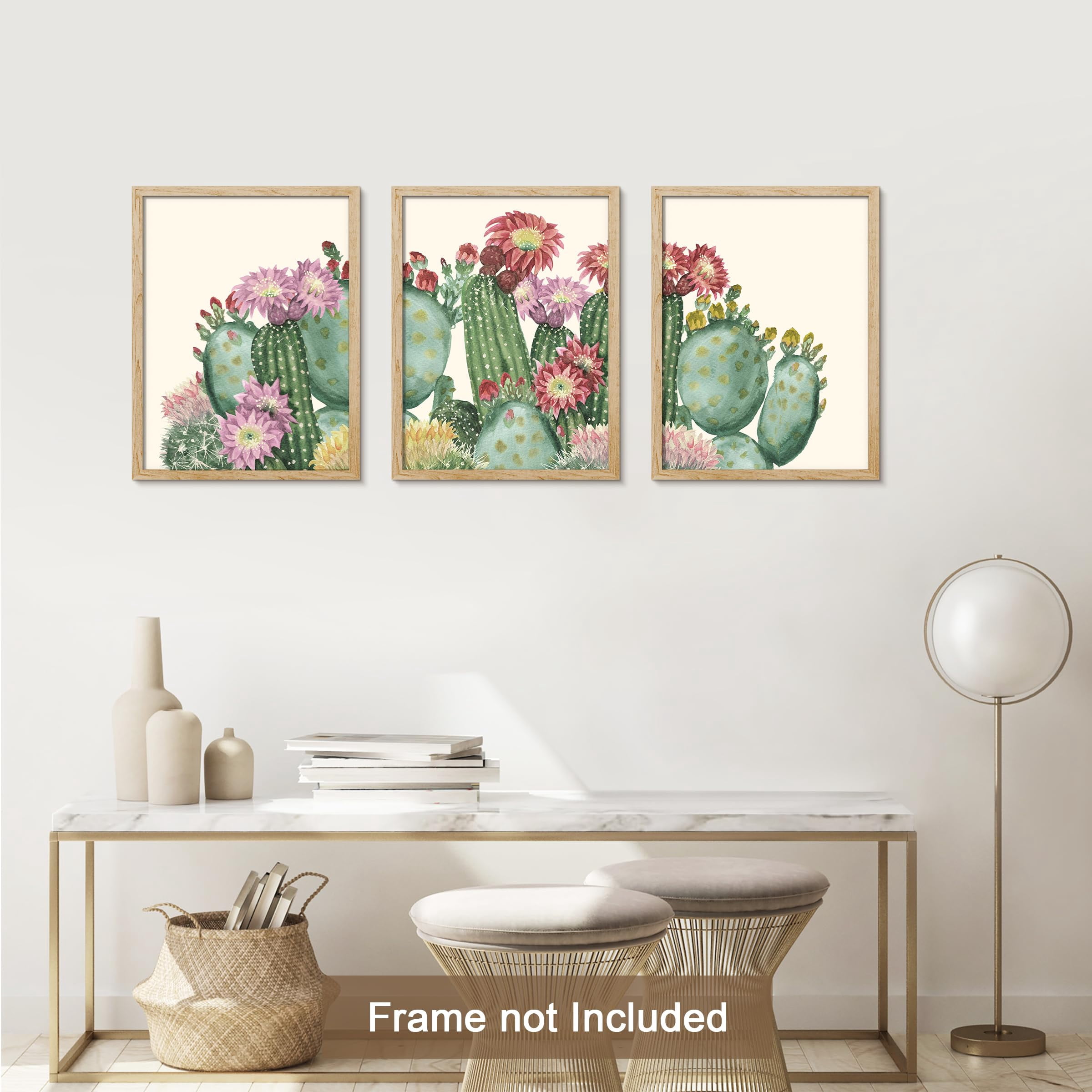 PixonSign Adhesive Canvas Print Wall Art Set - Blooming Desert Saguaro ...