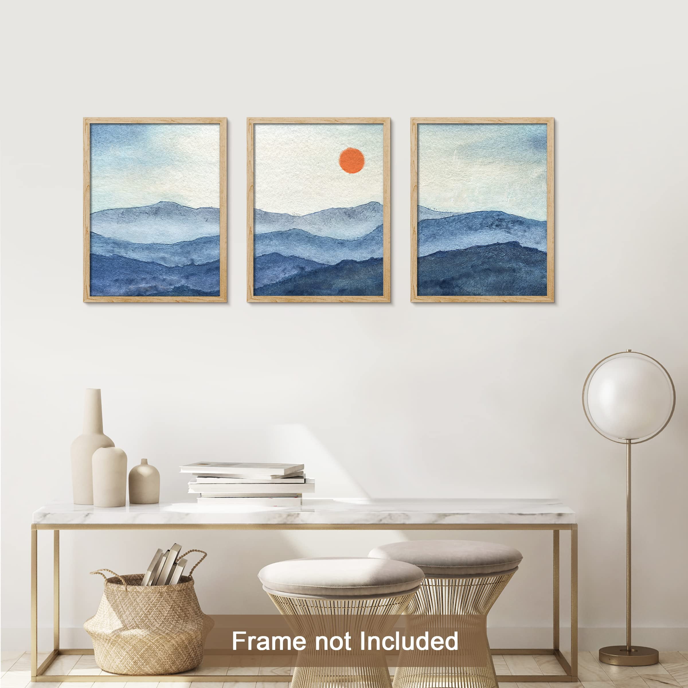 PixonSign Adhesive Canvas Print Wall Art Set - Blue Mountain Ranges ...