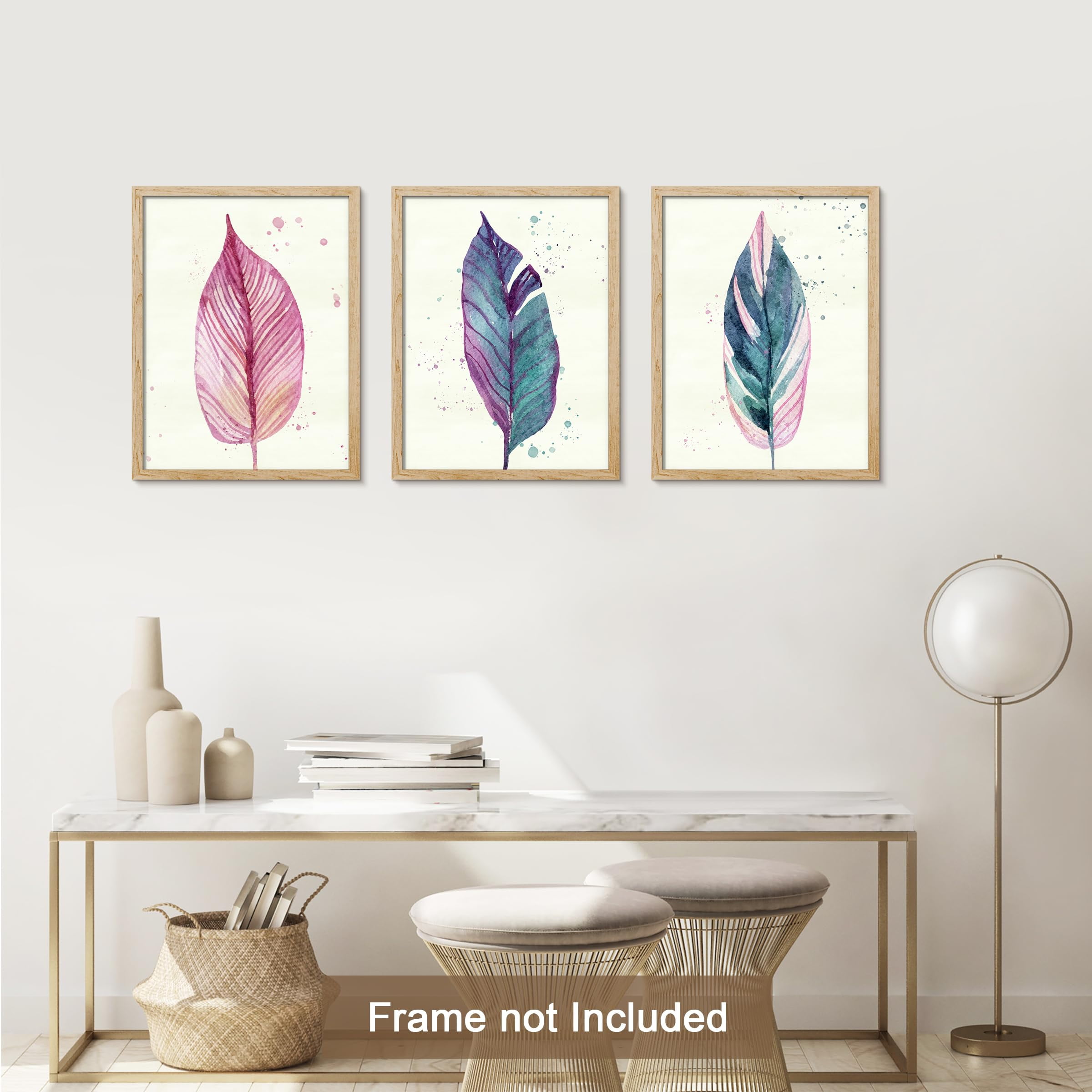 PixonSign Adhesive Canvas Print Wall Art Set - Blue Pink Tropical ...