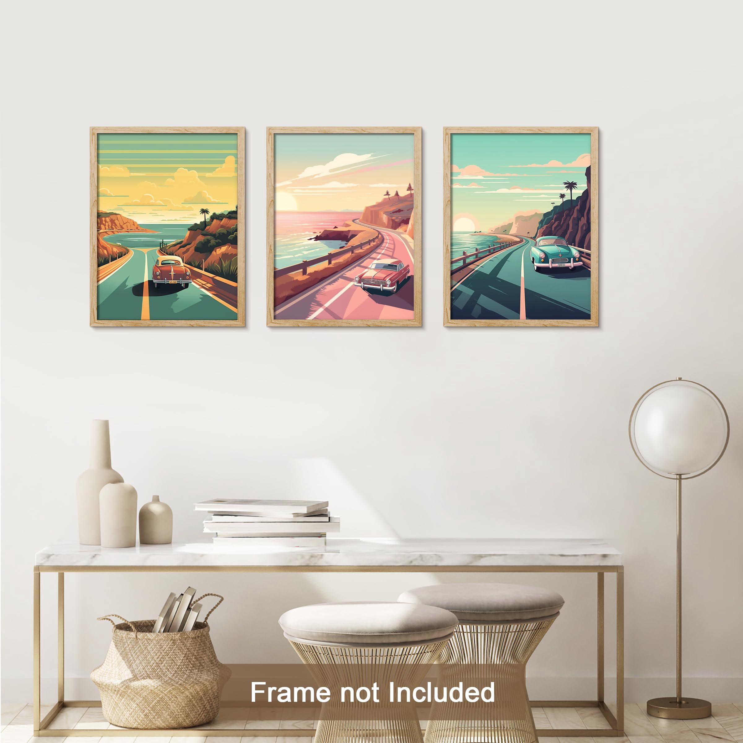 PixonSign Adhesive Canvas Print Wall Art Set - Boho Winding Road ...