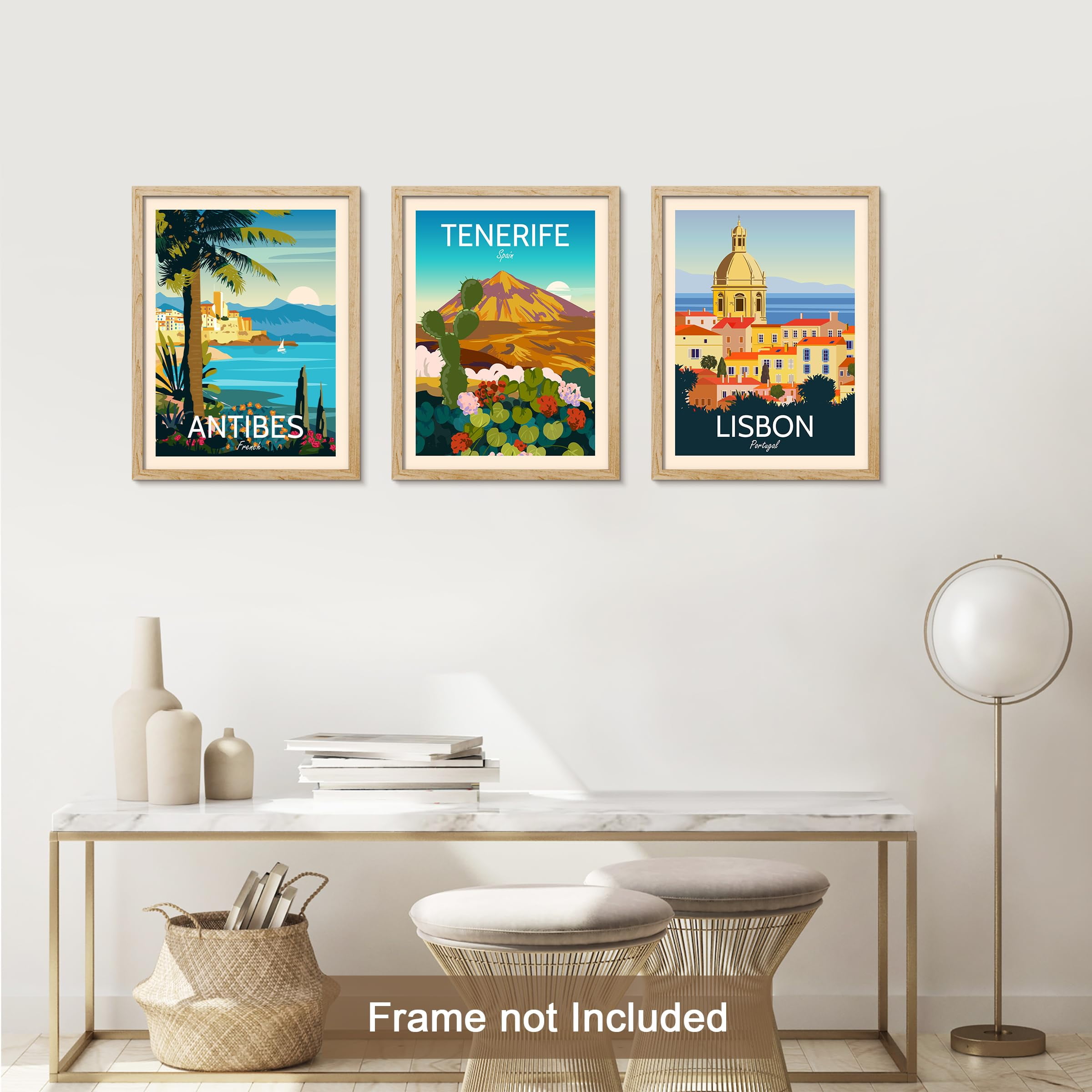 PixonSign Adhesive Canvas Print Wall Art Set - Colorful World Map ...