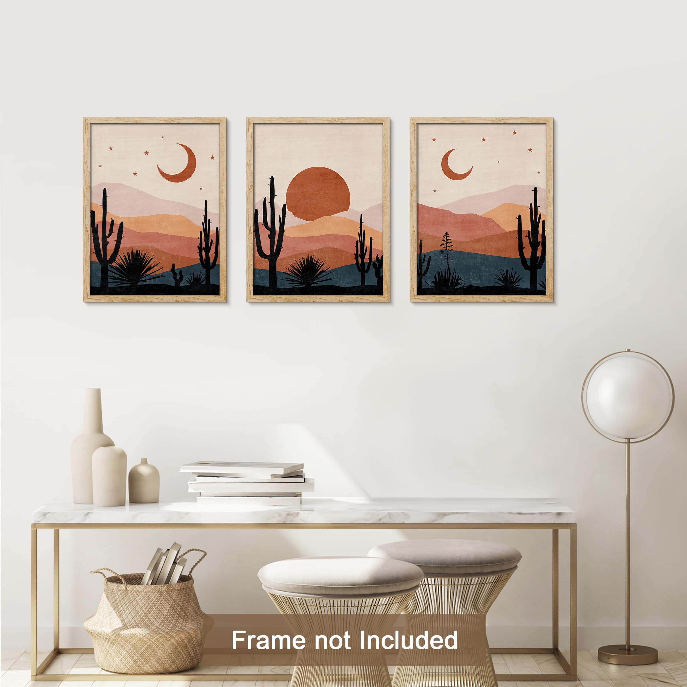 PixonSign Adhesive Canvas Print Wall Art Set - Desert Dusk Panorama ...