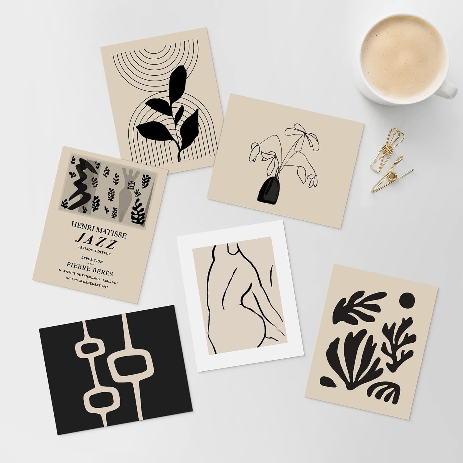 PixonSign Adhesive Canvas Print Wall Art Set - Duotone Black Geometric ...