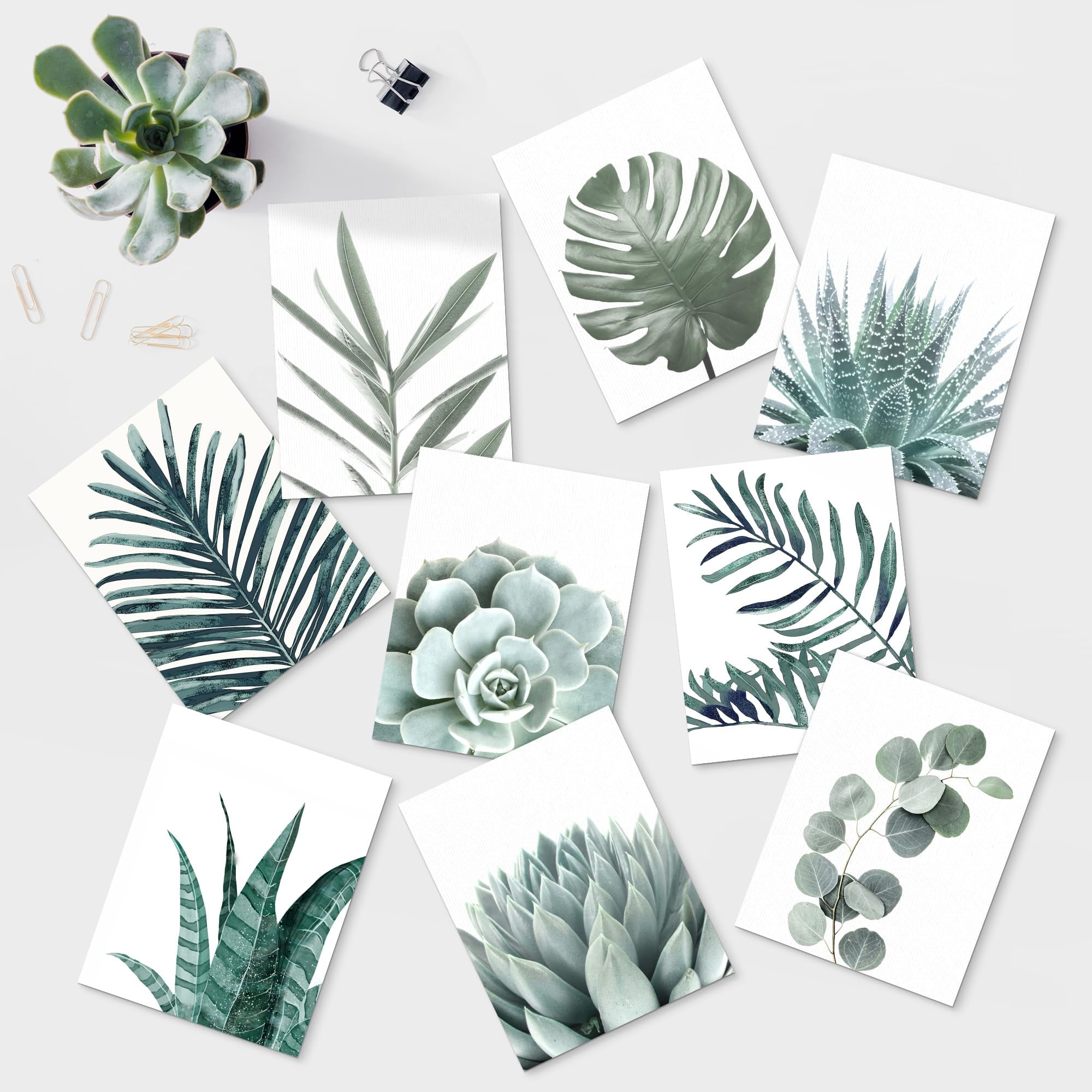 PixonSign Adhesive Canvas Print Wall Art Set - Green Pastel Desert ...