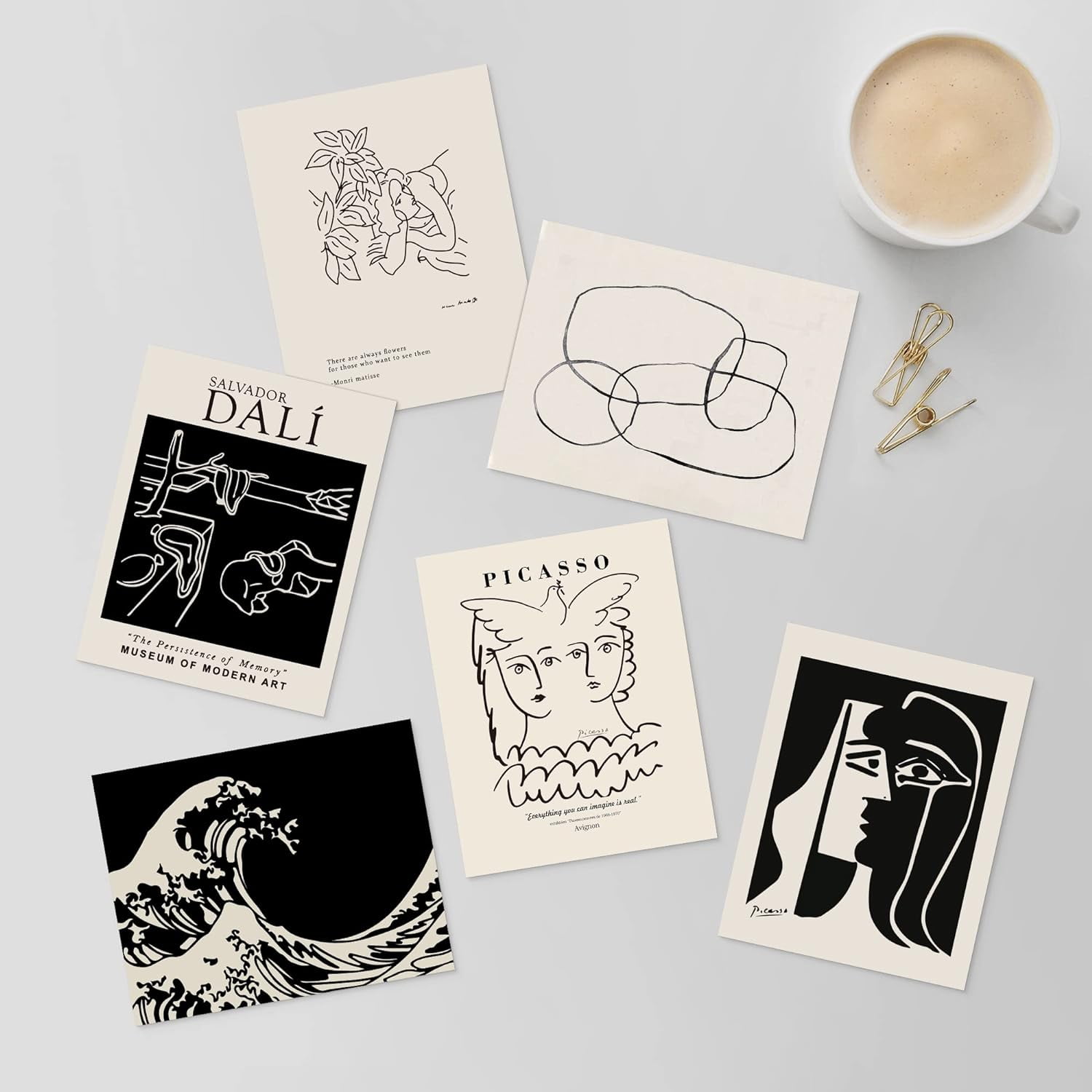 PixonSign Adhesive Canvas Print Wall Art Set - Kanagawa Japan Black ...