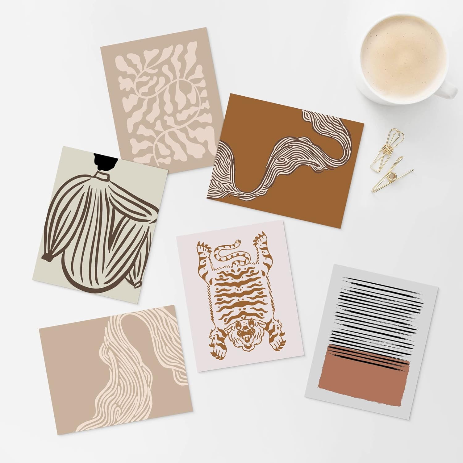 PixonSign Adhesive Canvas Print Wall Art Set - Mid-Century Paint Stroke ...