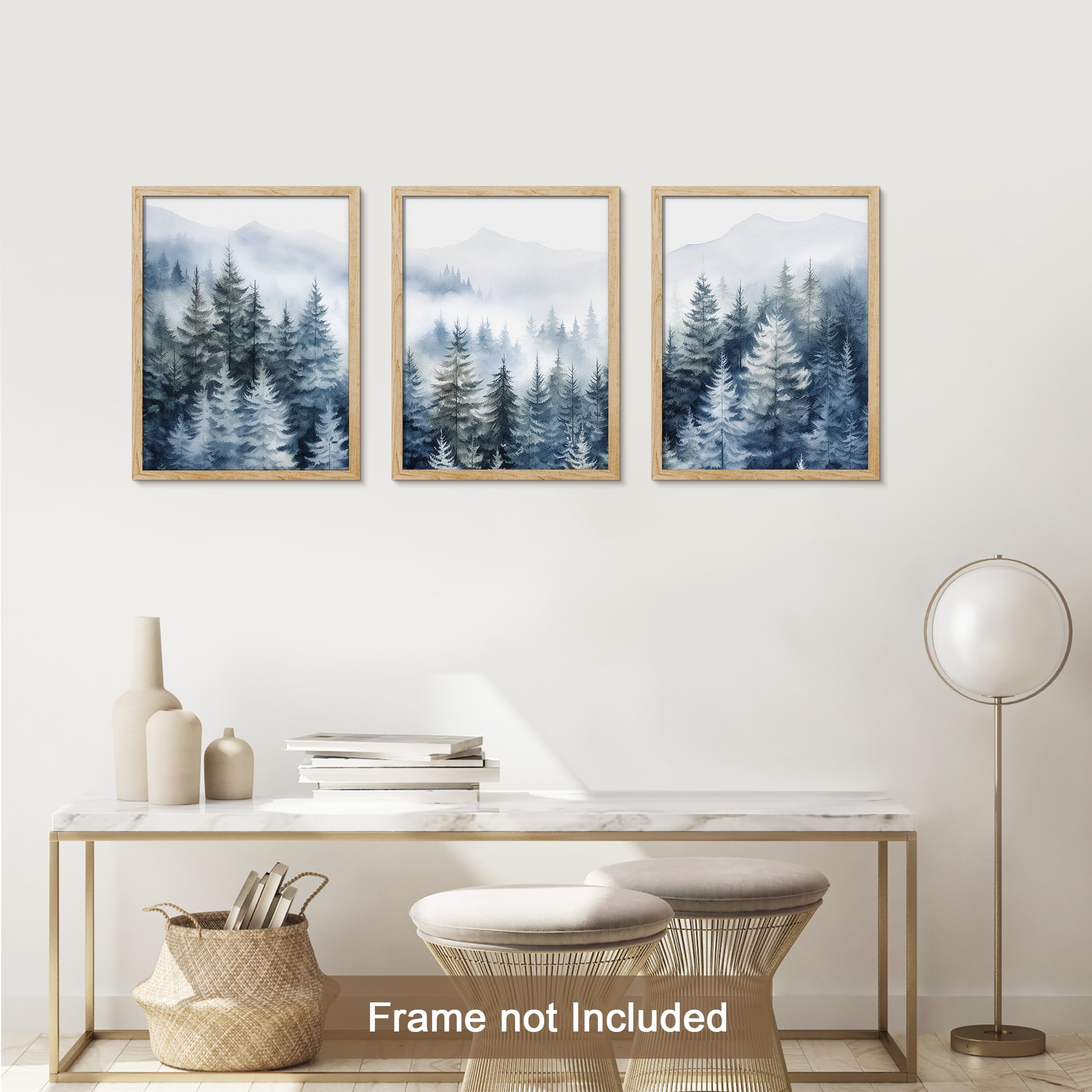 PixonSign Adhesive Canvas Print Wall Art Set - Misty Forest Nature ...