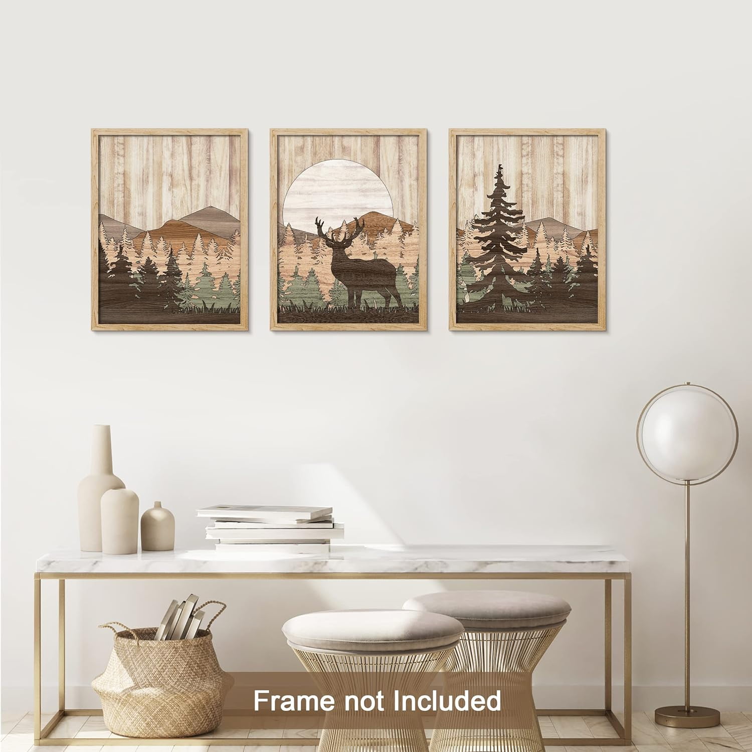 PixonSign Adhesive Canvas Print Wall Art Set - Moose Deer Sunset ...