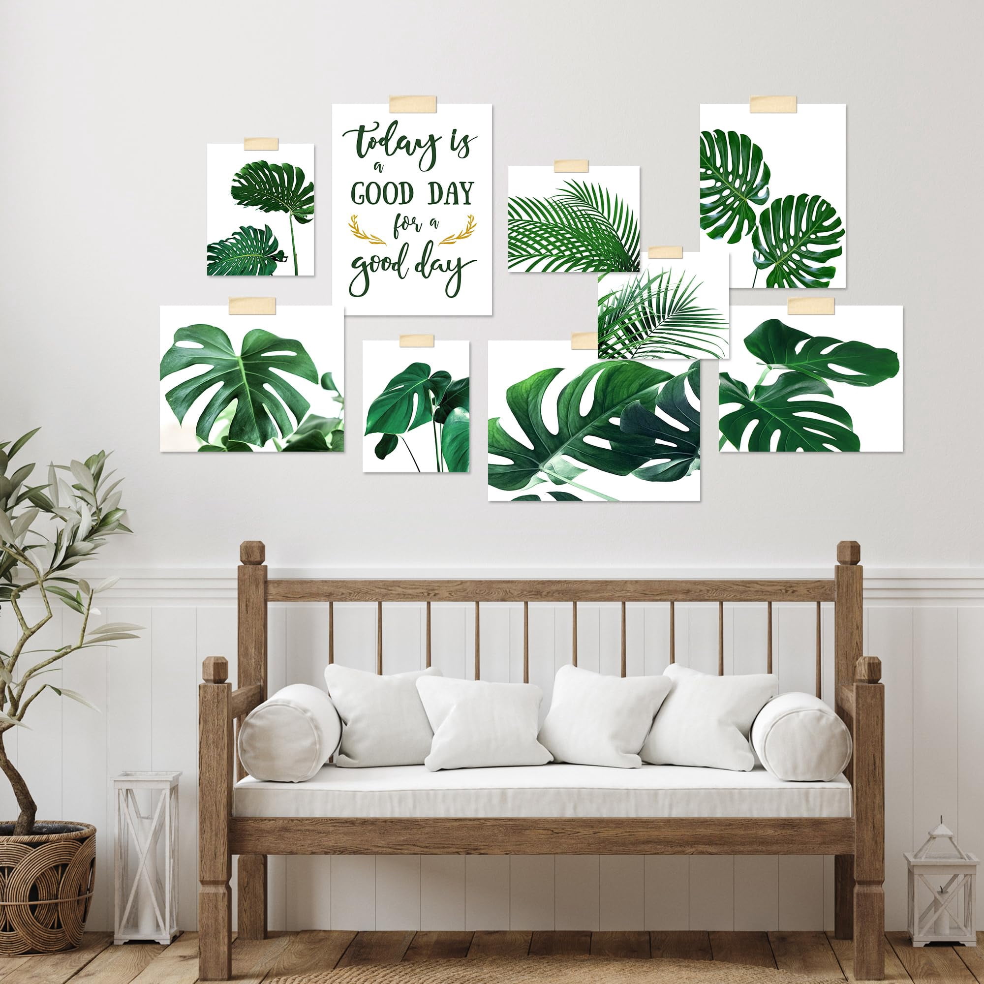 PixonSign Adhesive Canvas Print Wall Art Set - Tropical Jungle Monstera ...