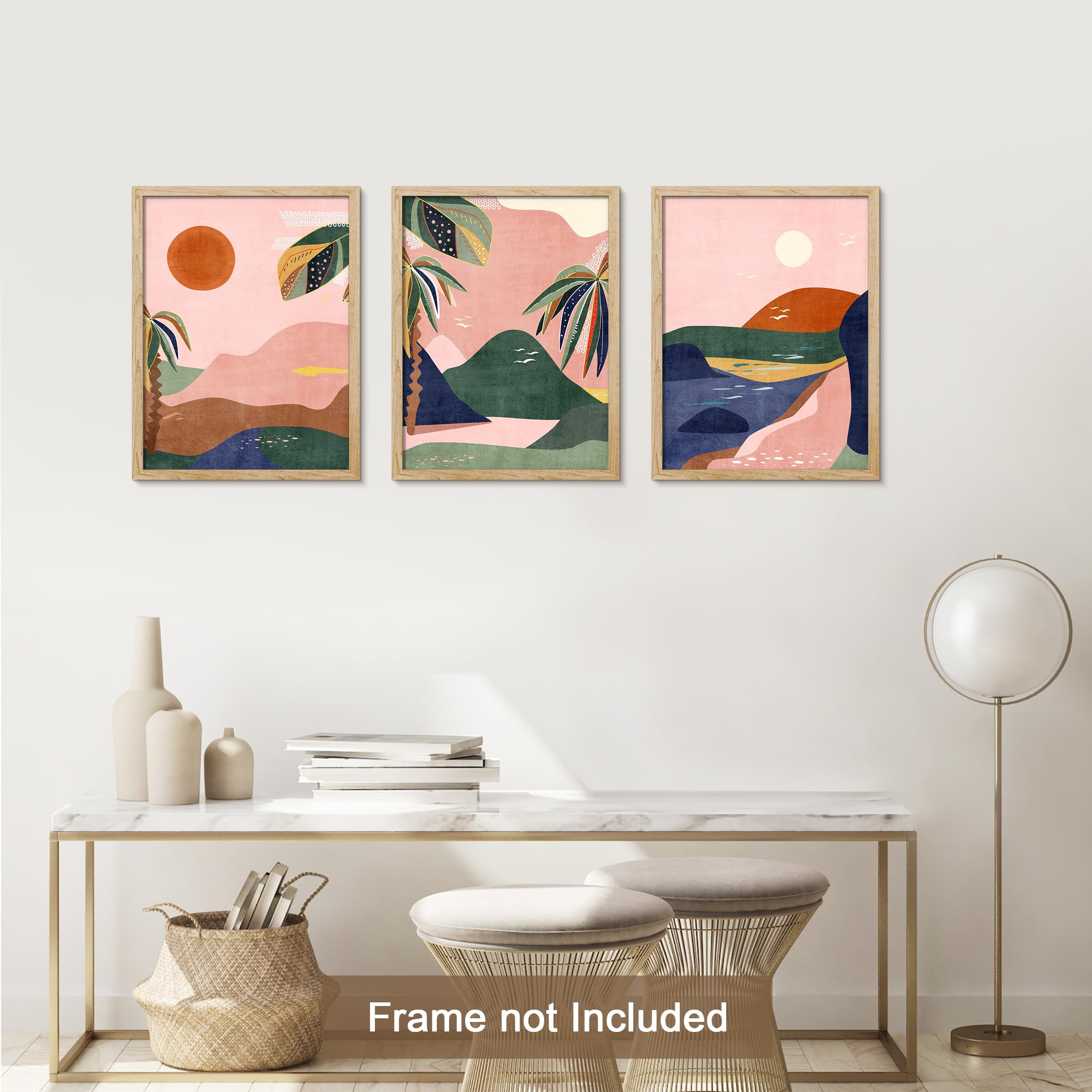 PixonSign Adhesive Canvas Print Wall Art Set - Tropical Oasis Palm and ...