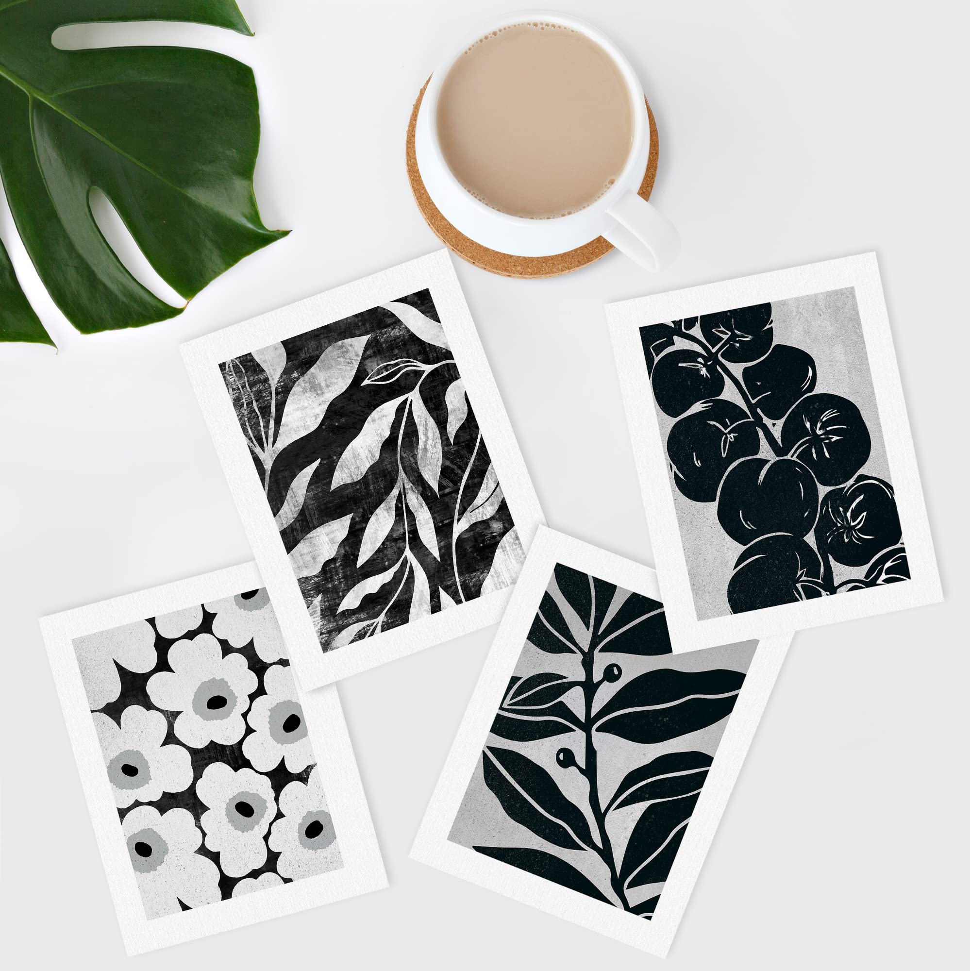 PixonSign Adhesive Posters Black & White Daisy Flower Plant Leaf Fruit ...