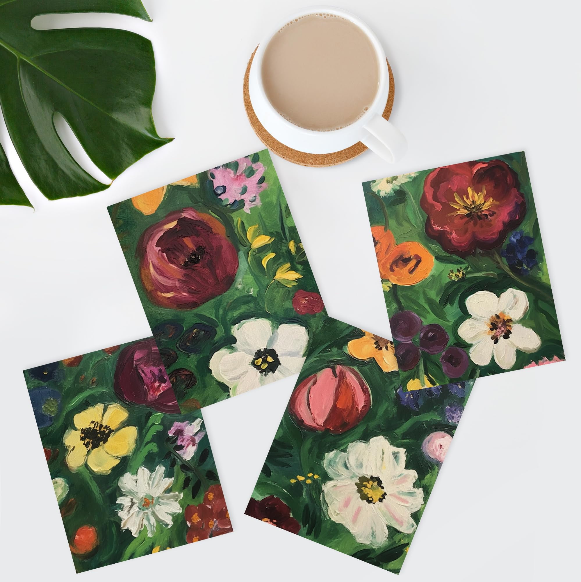 PixonSign Adhesive Posters Expressive Floral Paintings Bold Garden ...