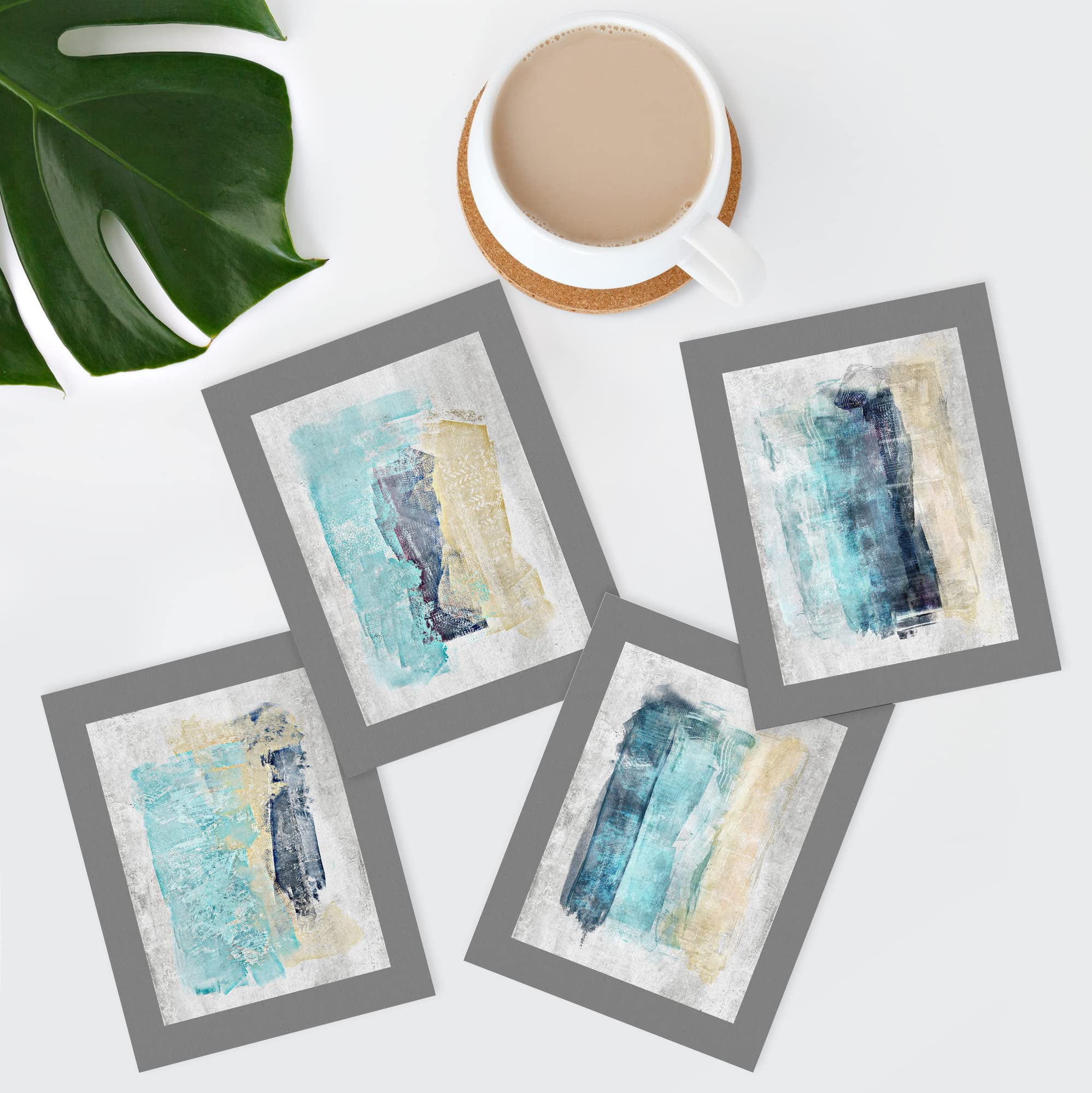 PixonSign Adhesive Posters Pastel Watercolor Blue, Teal, Yellow Paint ...