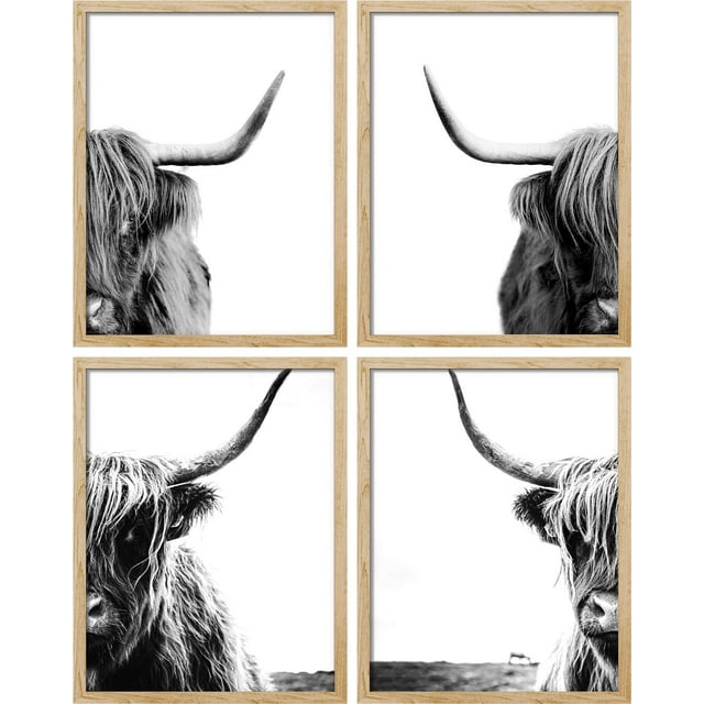 PixonSign Adhesive Posters Shetland Farm Cow Portraits Prints Western ...