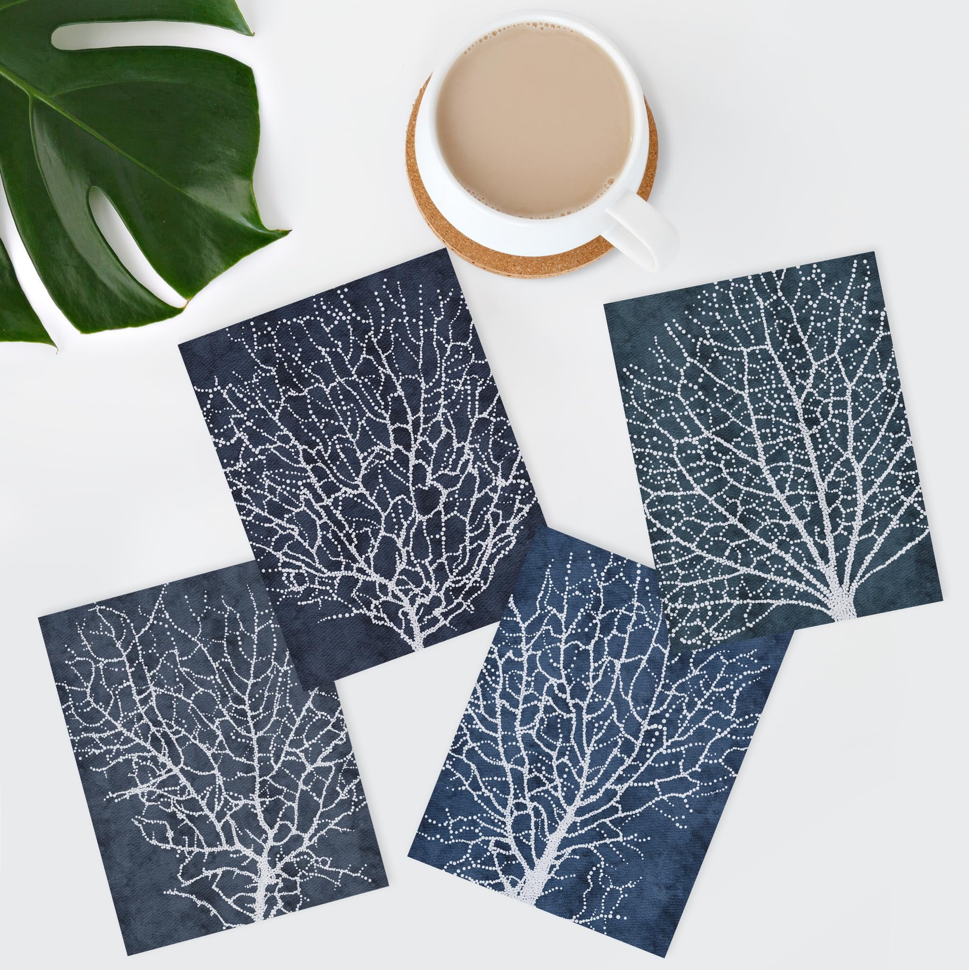 PixonSign Adhesive Posters White Abstract Trees Floral Botanical Wall ...