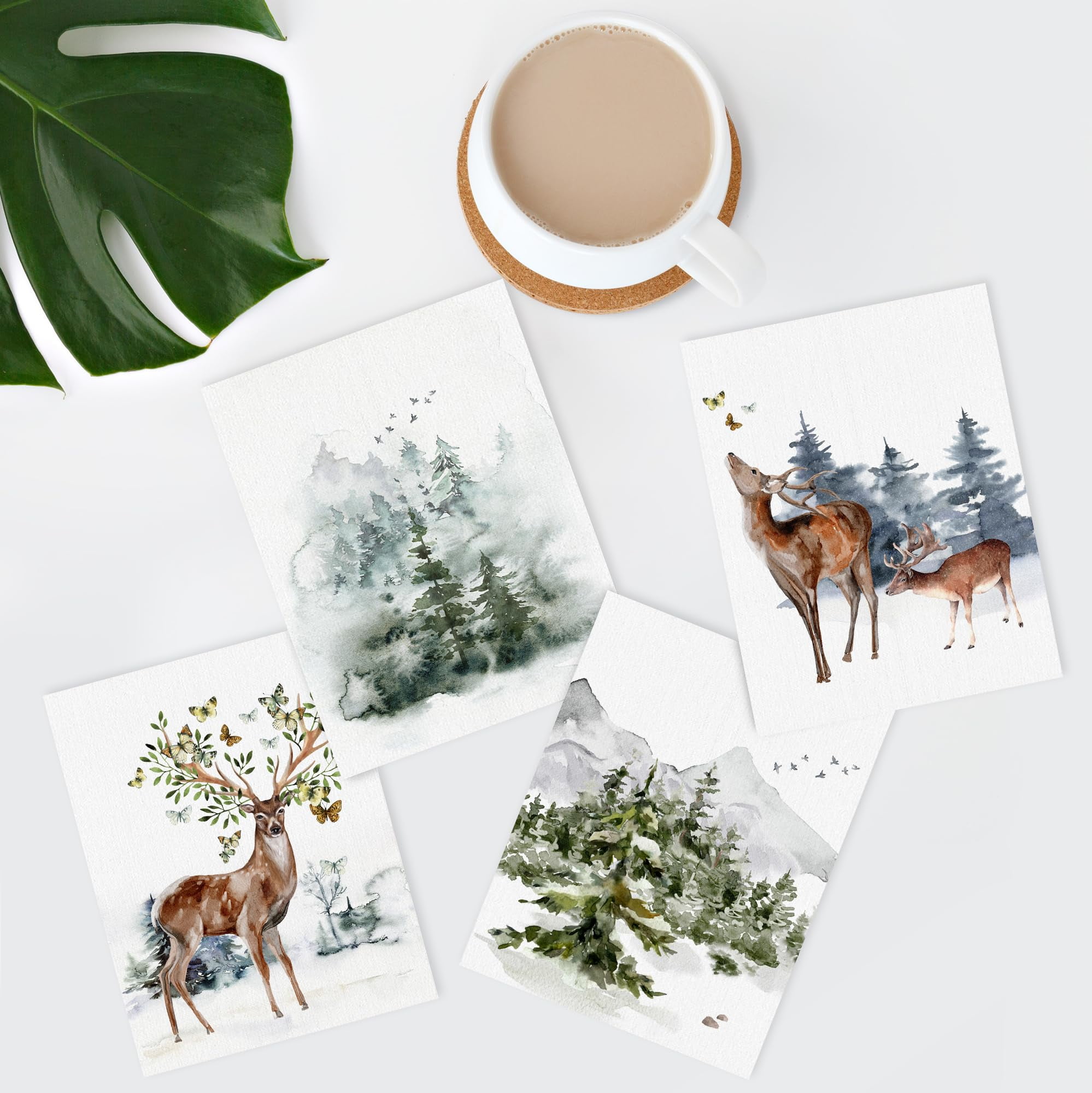 PixonSign Adhesive Posters Winter Wildlife Deer in Snowy Landscape Wall ...
