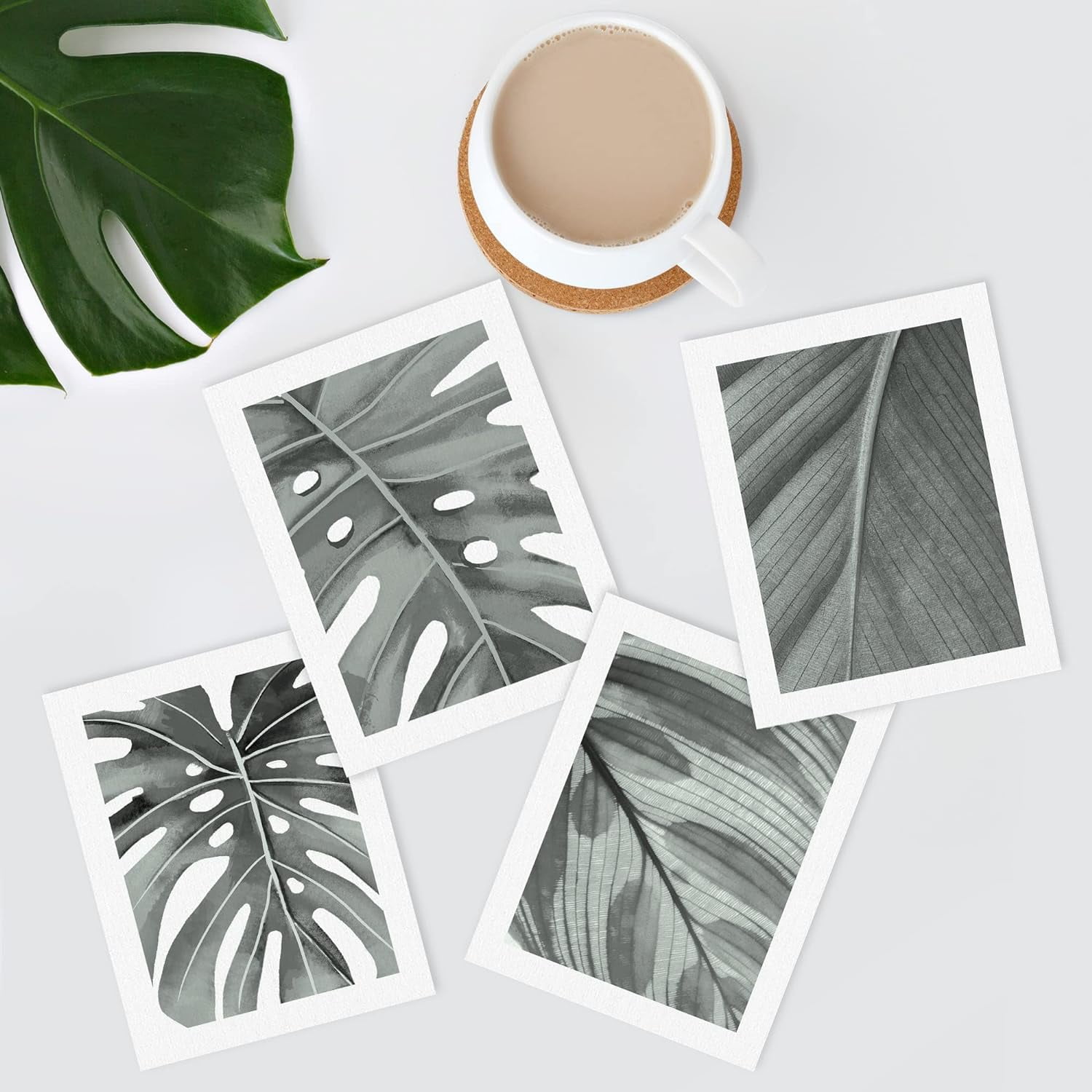 PixonSign Adhesive Wall Art Black and Gray Tropical Jungle Palm Leaf ...