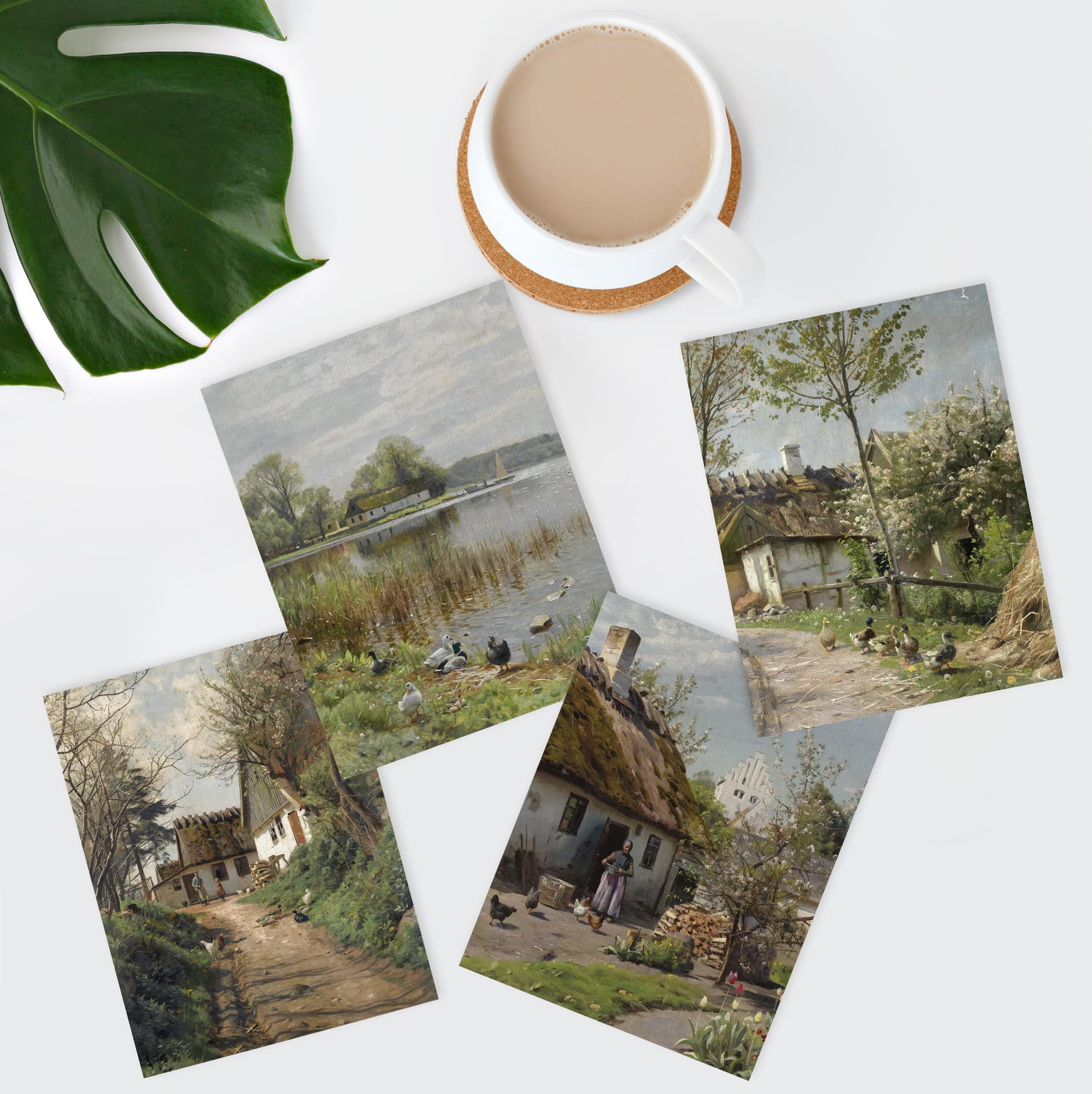 PixonSign Adhesive Wall Art Charming European Cottage Scenes Prints ...