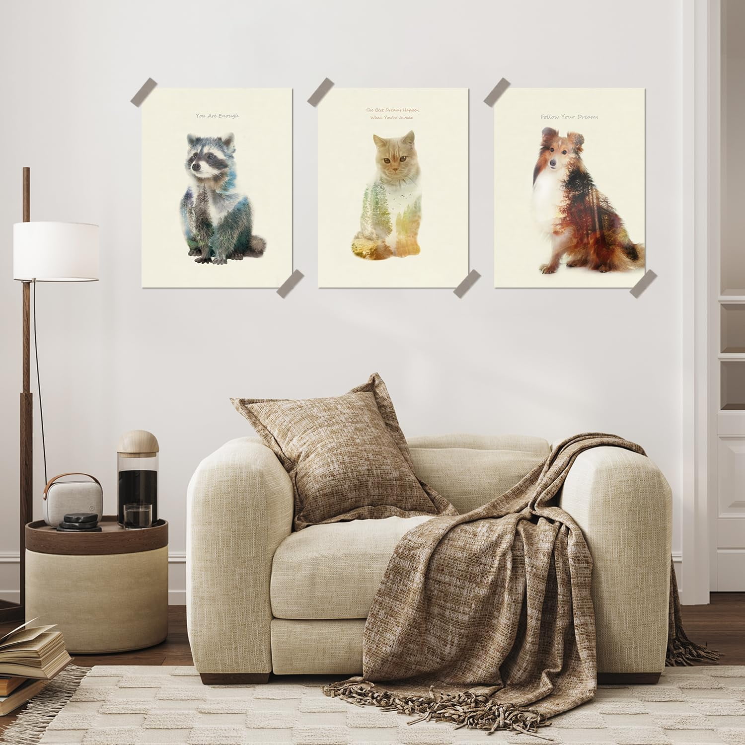 PixonSign Adhesive Wall Art Inspirational Animals Double Exposure ...