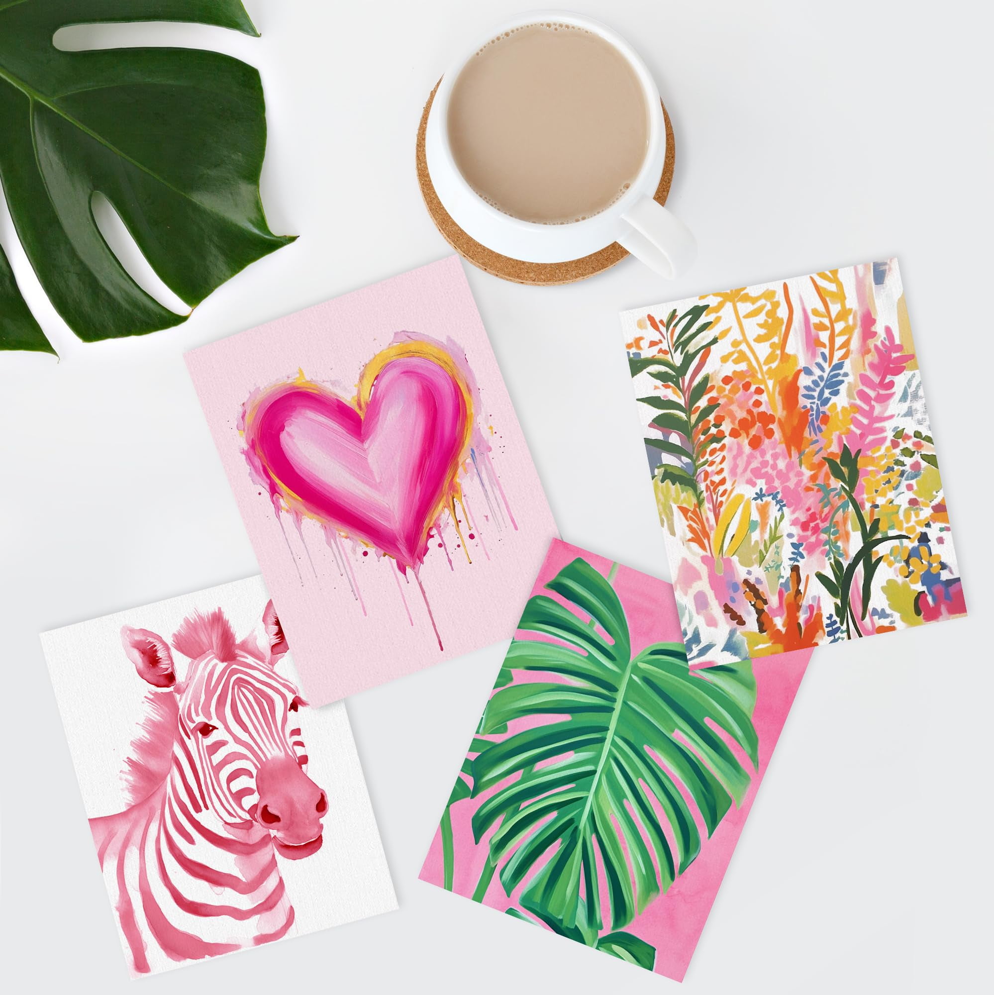 PixonSign Adhesive Wall Art Love and Wildlife Striped Zebra and Heart Illustrations Posters, Set ...