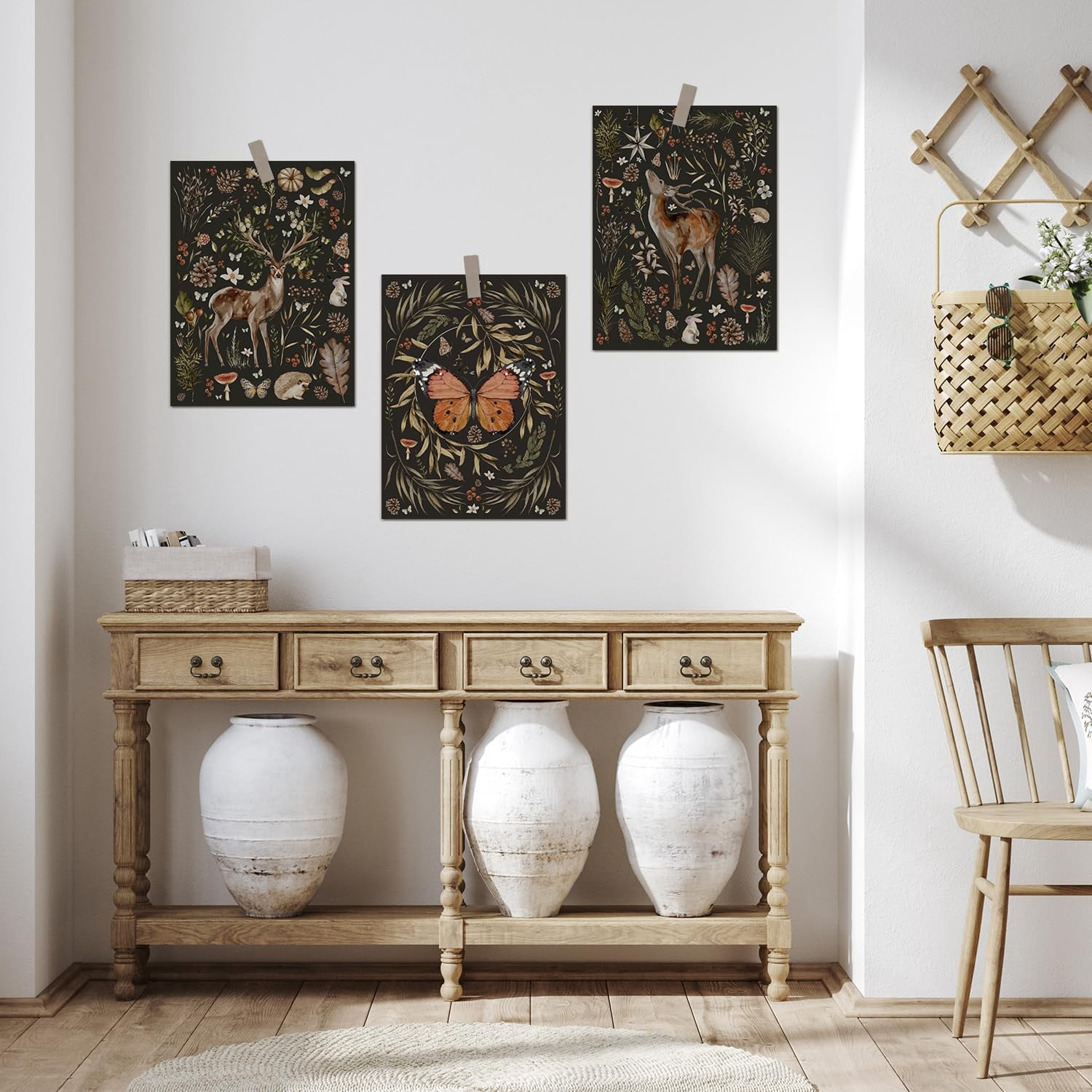 PixonSign Adhesive Wall Art Woodland Fauna & Flora with Deer and ...