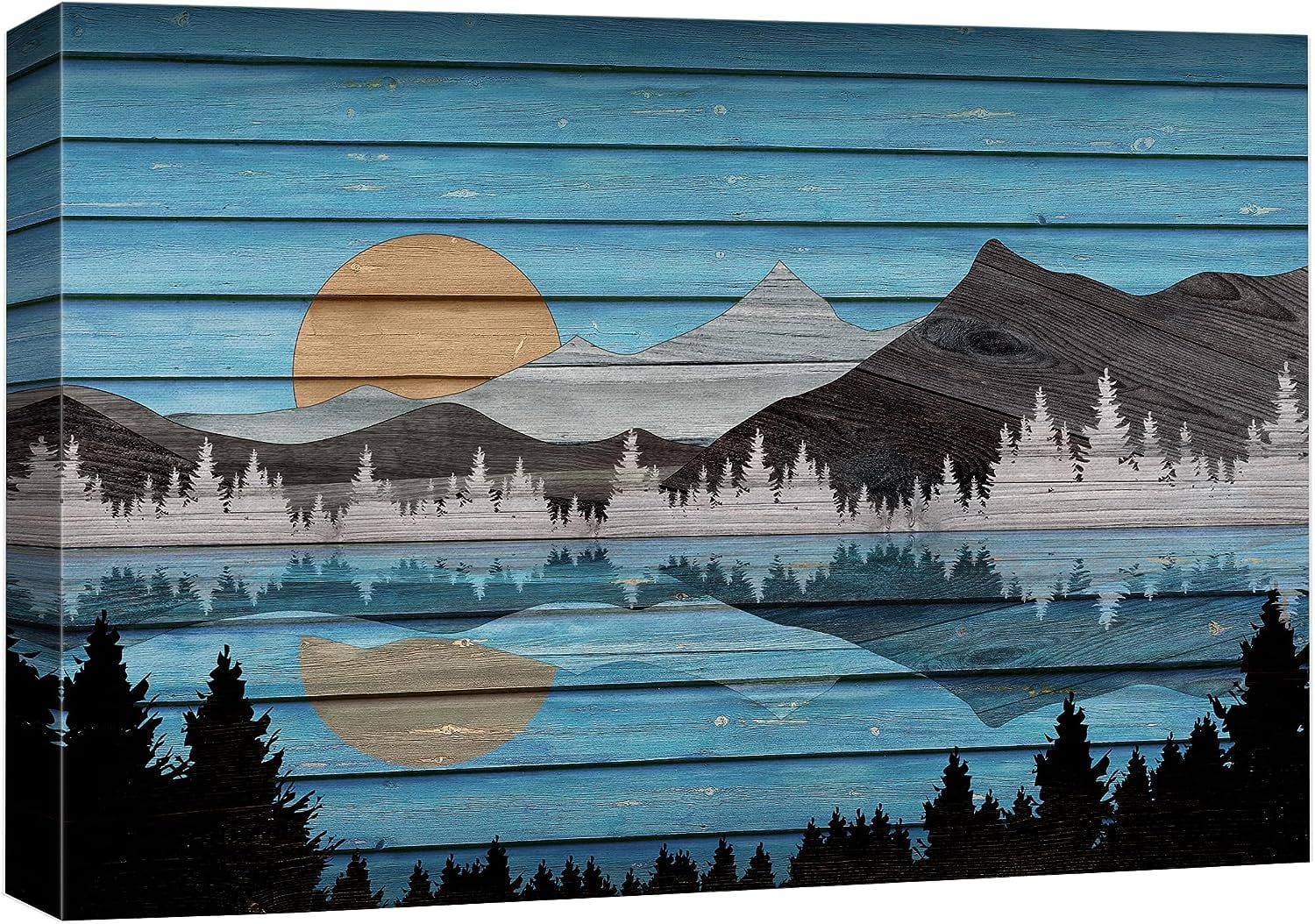 PixonSign Canvas Print Wall Art Blue Sky Lake Mountain Range Nature ...