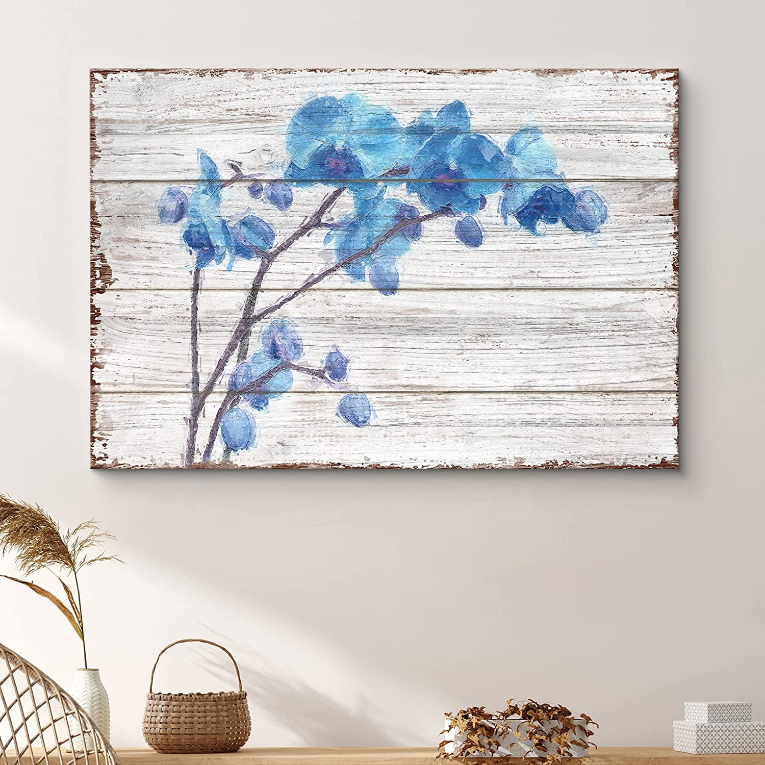 PixonSign Canvas Print Wall Art Delicate Blue Flowers Botanical ...