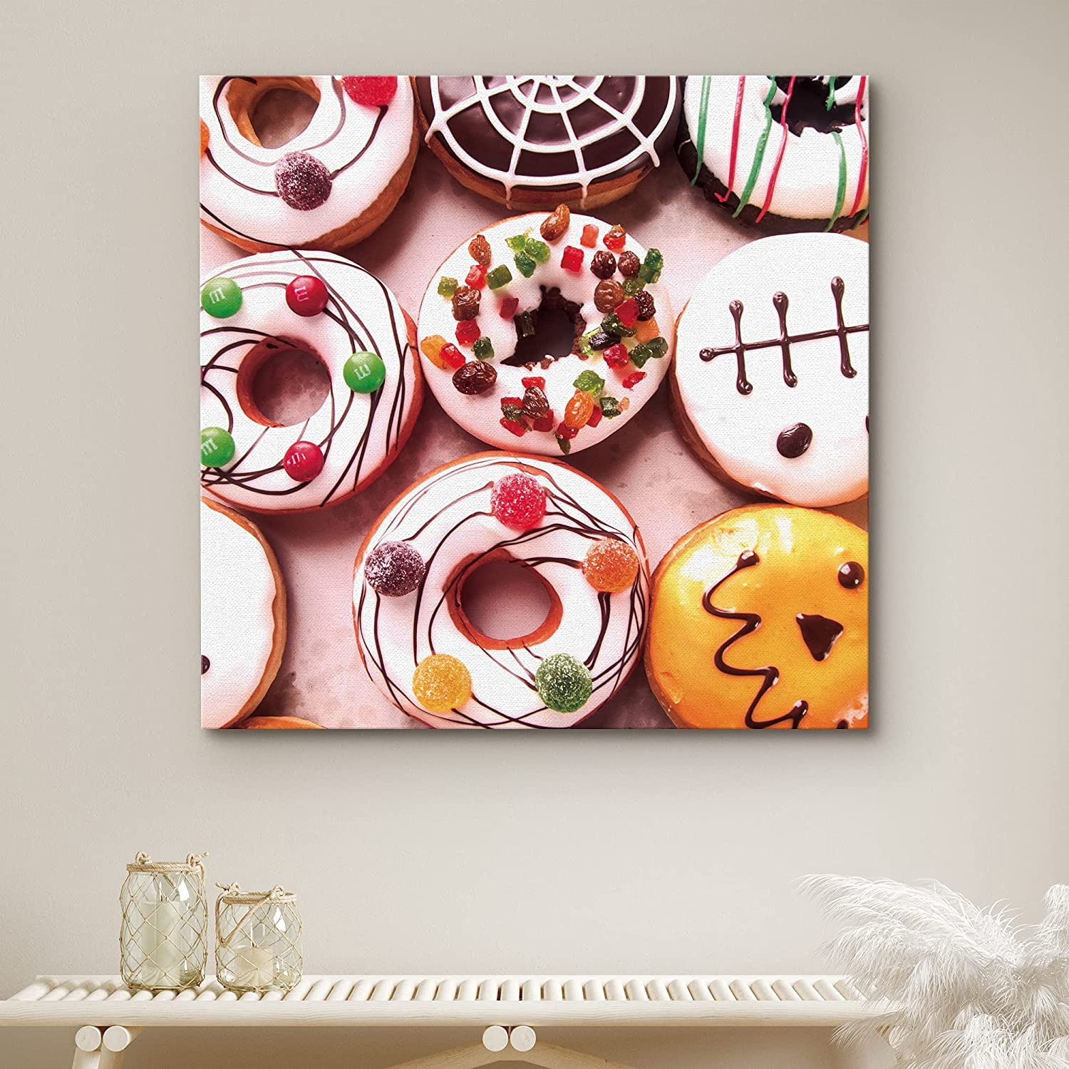 PixonSign Canvas Print Wall Art Glazed White Donuts for Halloween Food ...
