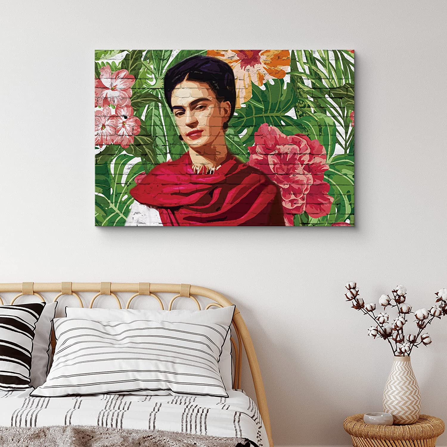PixonSign Canvas Print Wall Art Graphic Frida Kahlo and Flowers ...