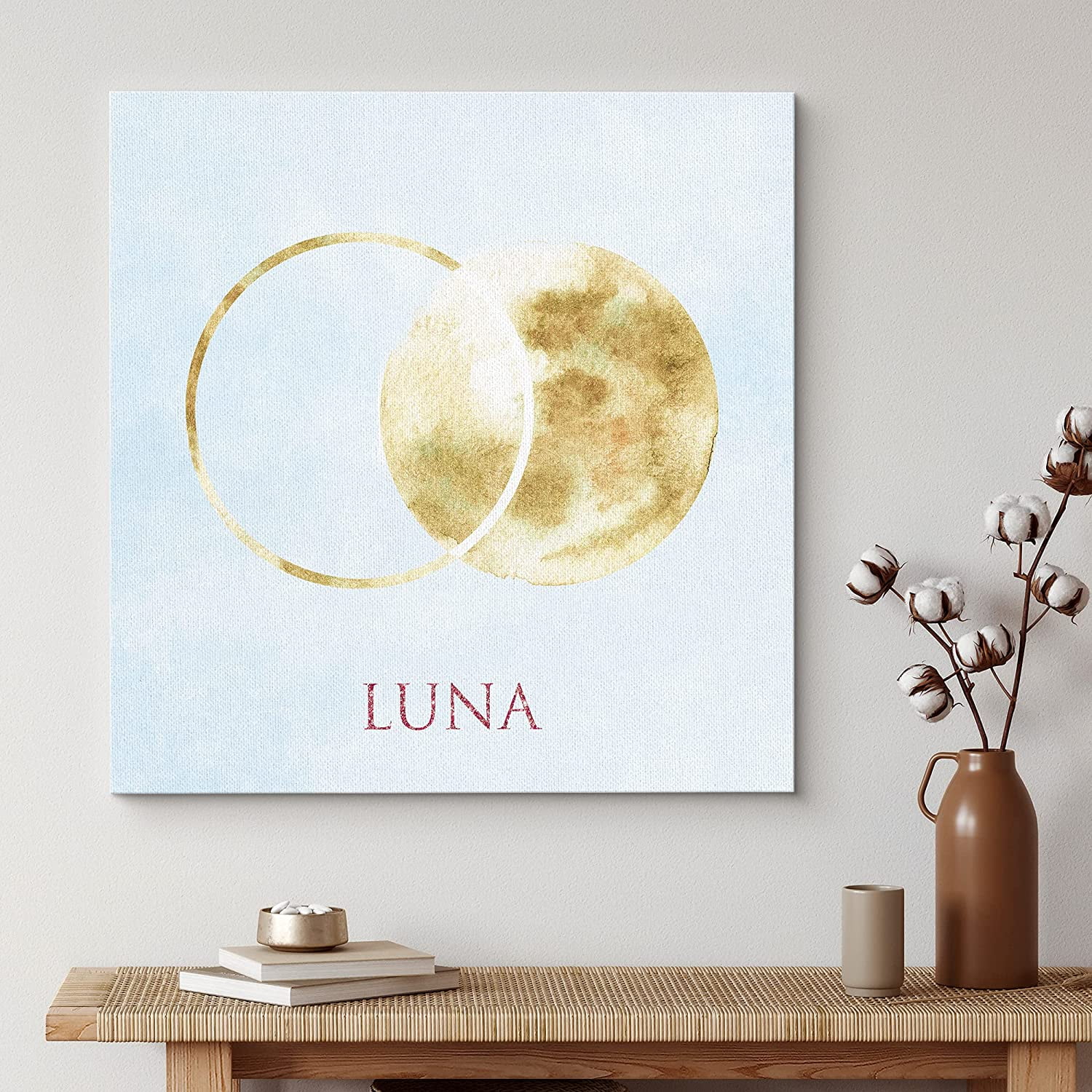 PixonSign Canvas Print Wall Art Luna Dual Yellow Moons Astronomy ...