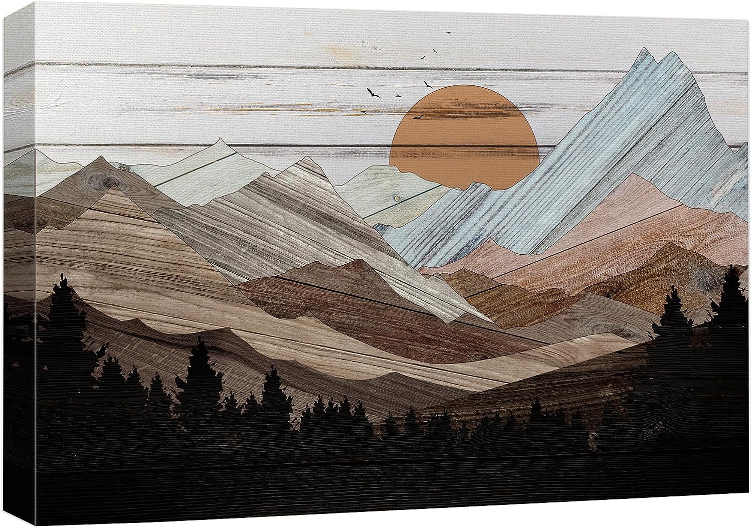 PixonSign Canvas Print Wall Art Mountain Range Forest Sunrise Nature ...