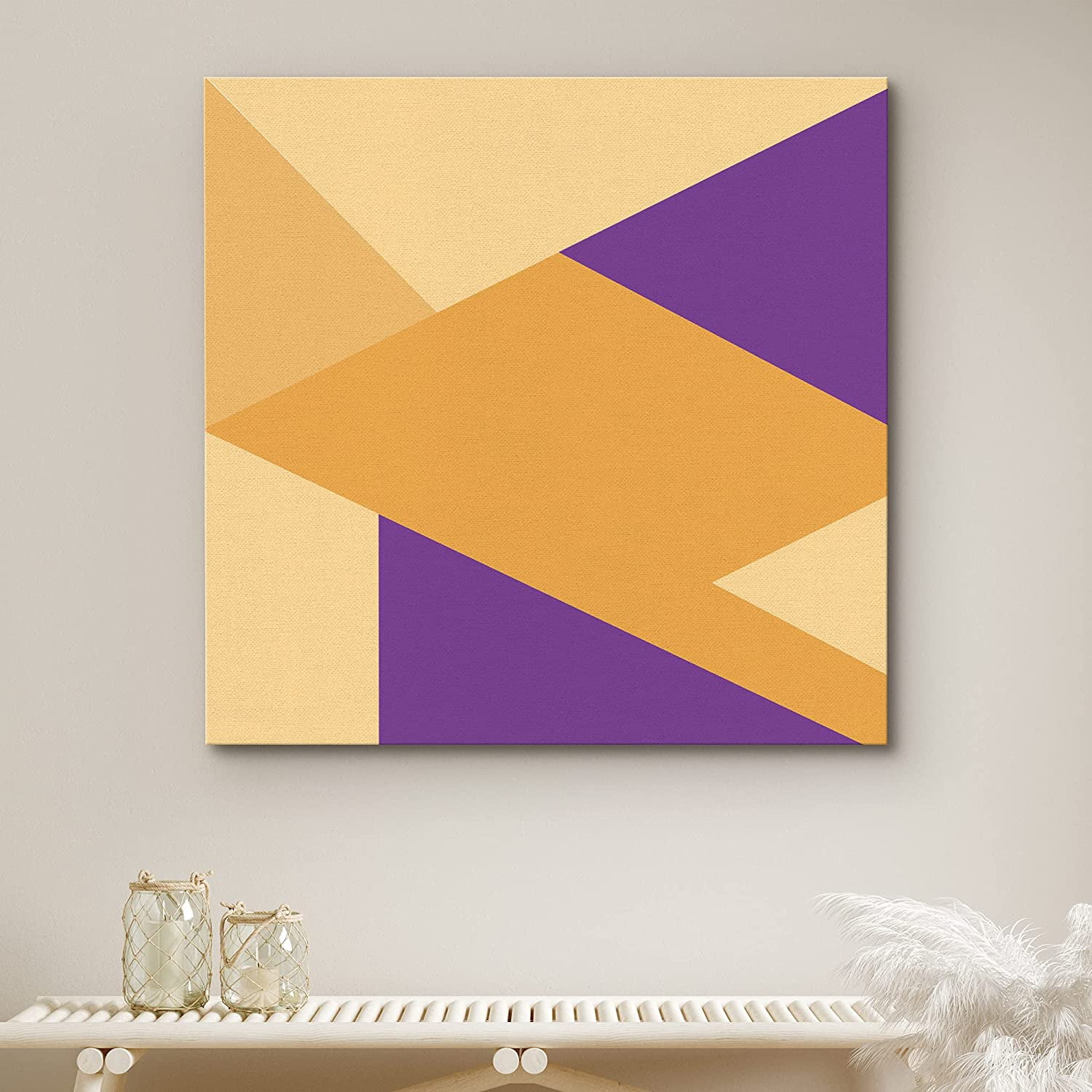 PixonSign Canvas Print Wall Art Purple and Orange Triangle Array ...