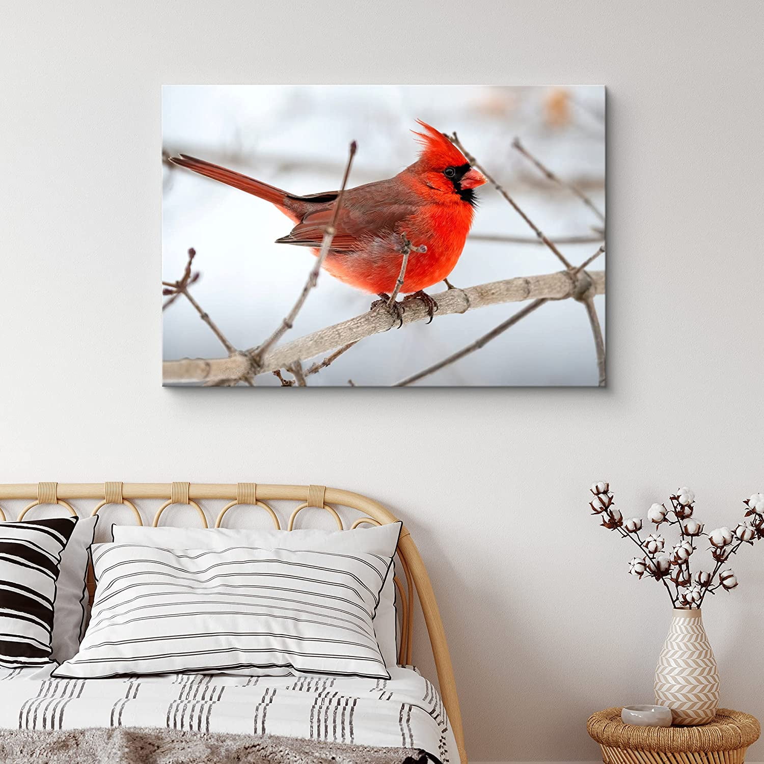 PixonSign Canvas Print Wall Art Red Cardinal on Tree Branch Birds ...
