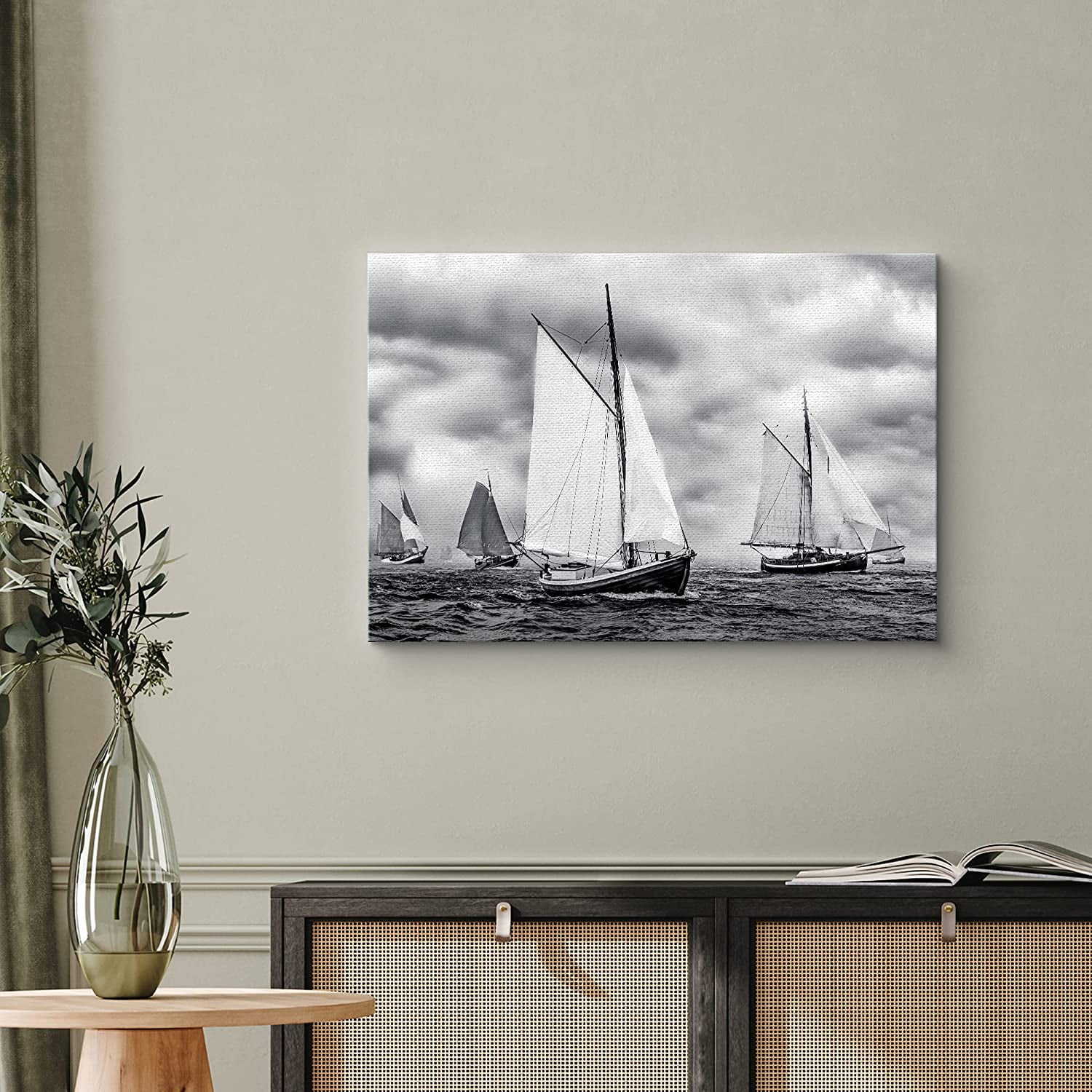 PixonSign Canvas Print Wall Art Sailboat Fleet with Large White Sails ...