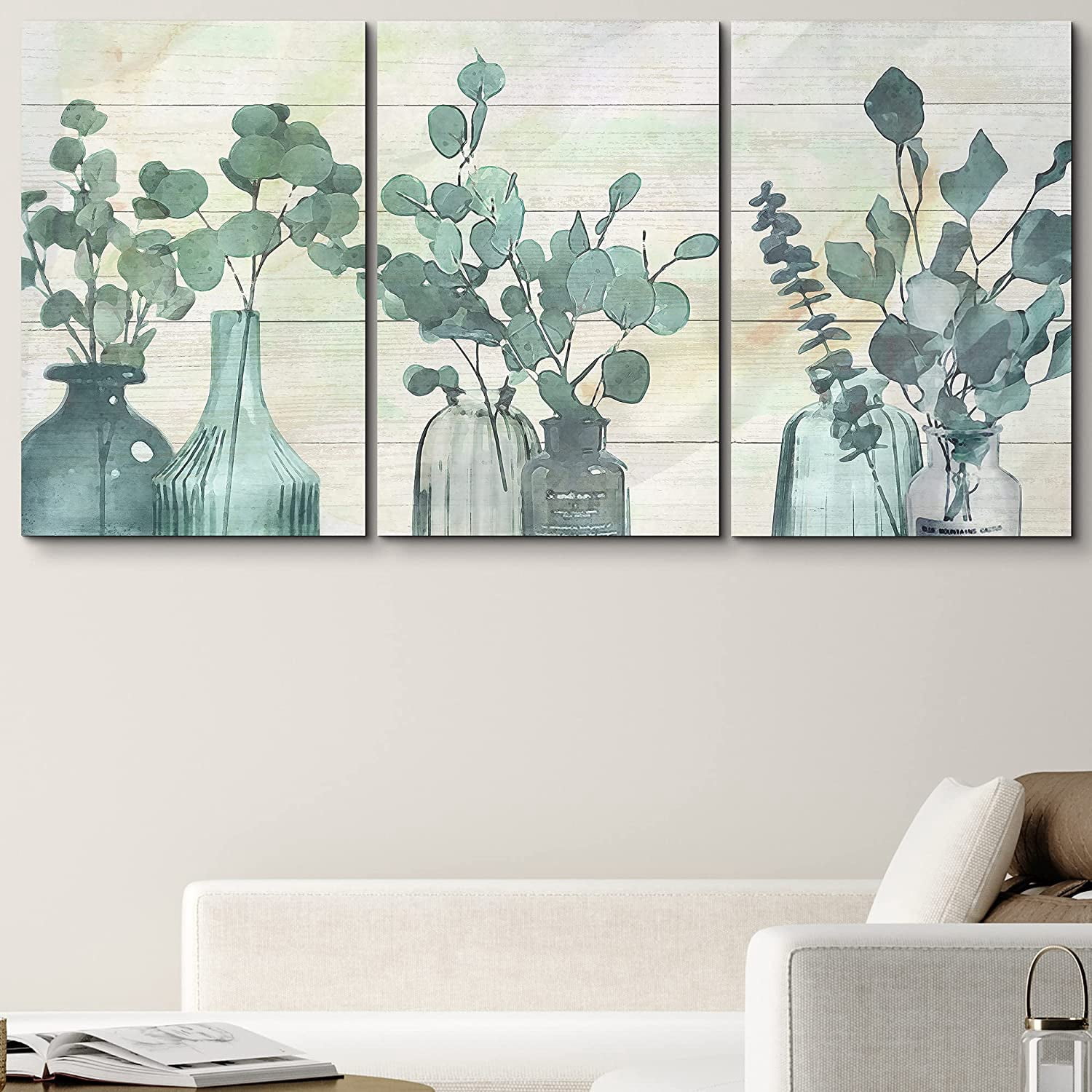 PixonSign Canvas Print Wall Art Set Green Forest Leaf Trio Close-Ups ...