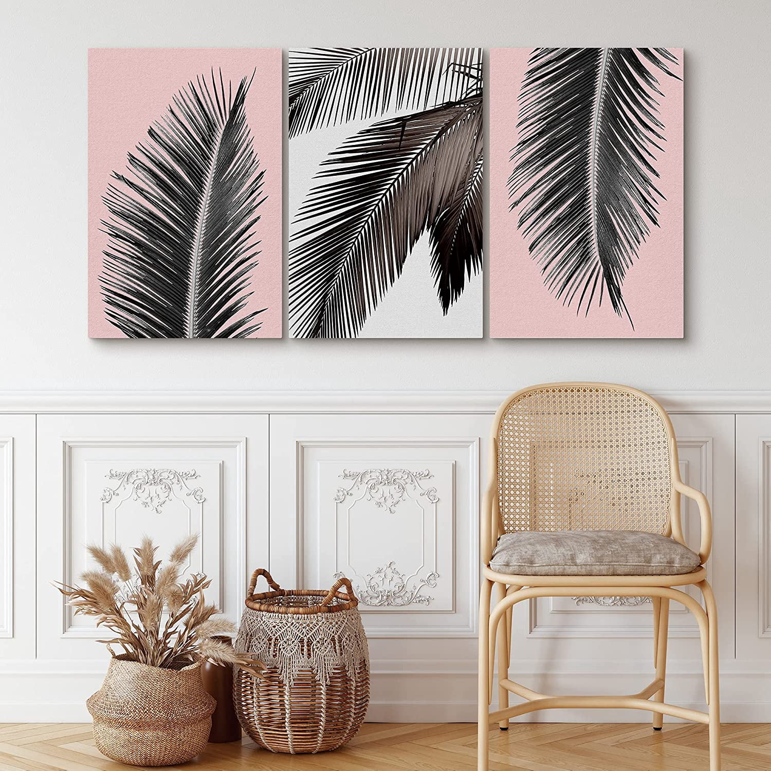 PixonSign Canvas Print Wall Art Set Trio of Palm Leaves Floral Plants ...
