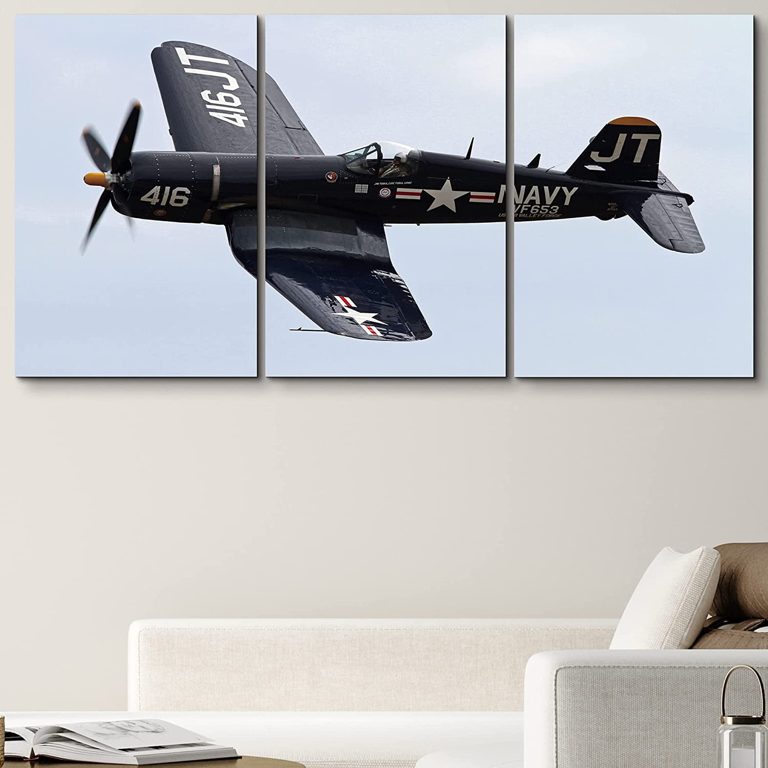 PixonSign Canvas Print Wall Art Set Vintage Fighter Plane with ...