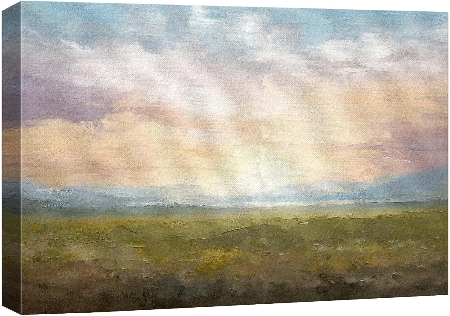 PixonSign Canvas Print Wall Art Sunset Sky Rustic Grass Field Nature ...