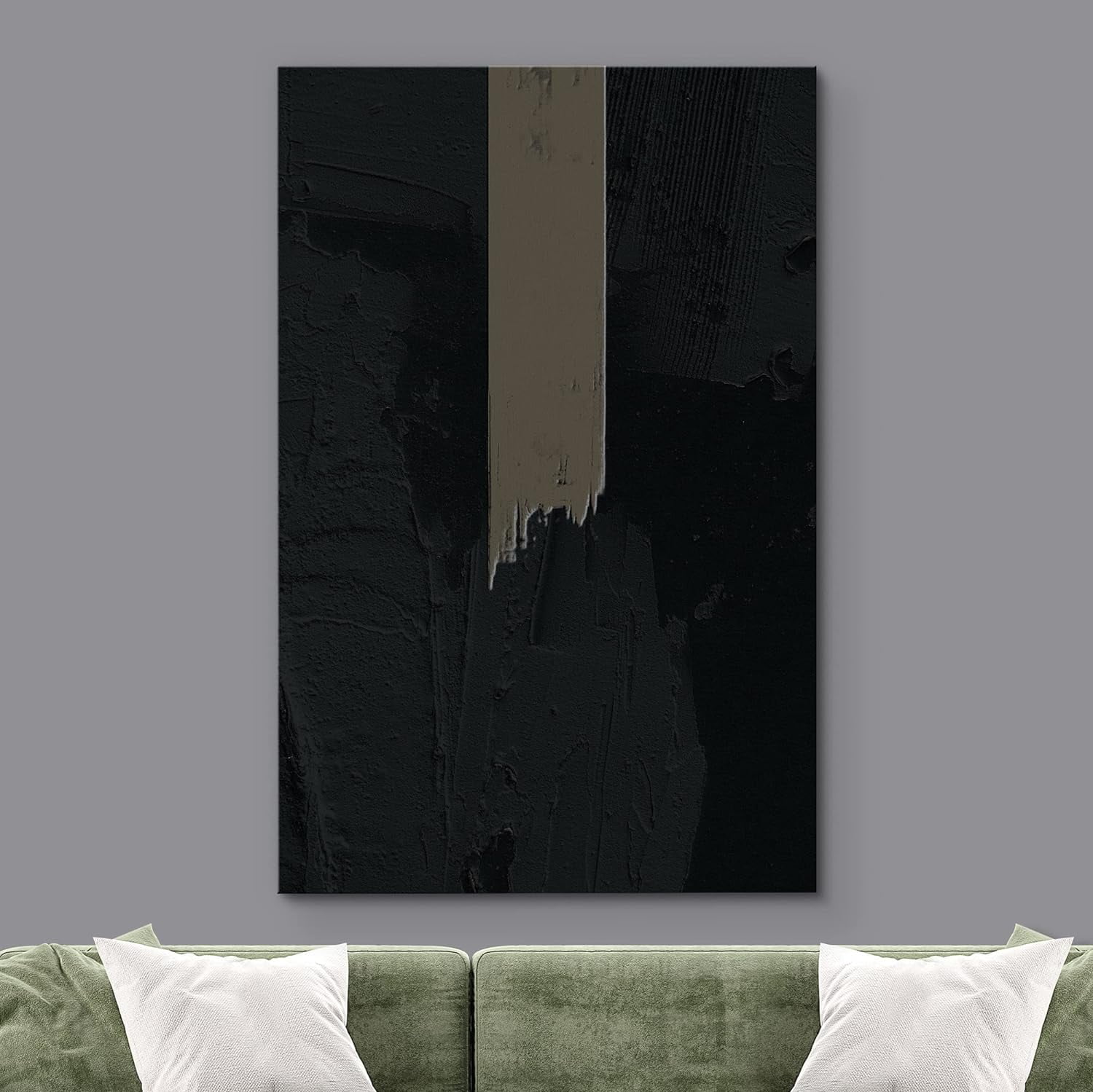 PixonSign Canvas Wall Art Geometric Black Color Field Gray Stripe ...