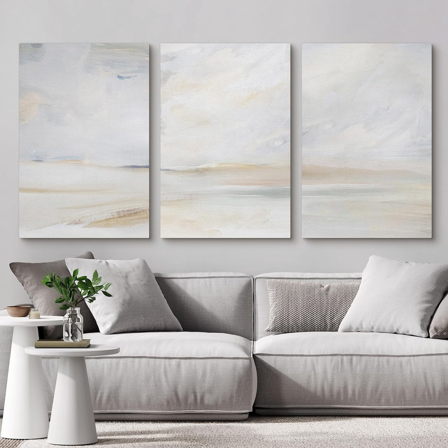 PixonSign Canvas Wall Art Set Watercolor Pastel Misty Sand Dune ...