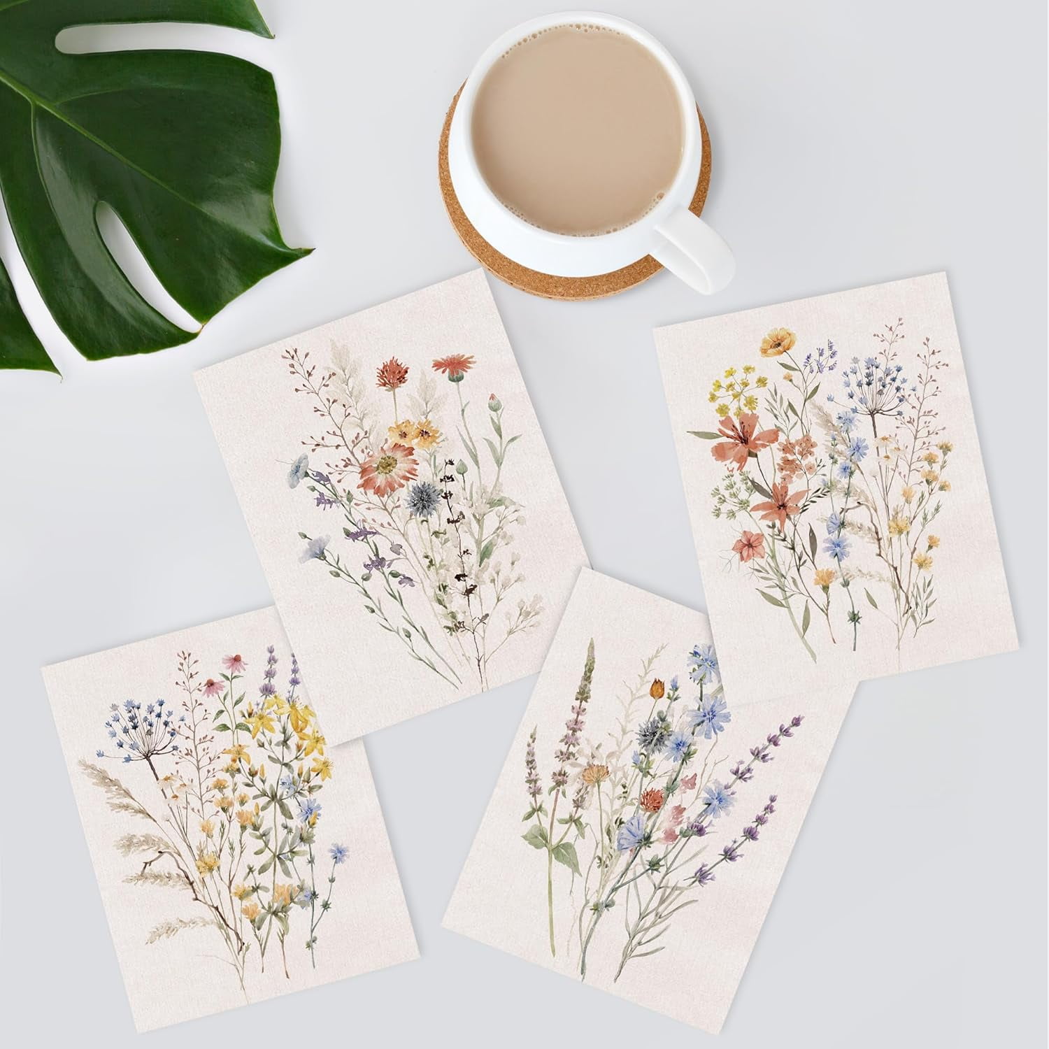 PixonSign Farmhouse Adhesive Wall Art Watercolor Wildflowers Exhibition ...