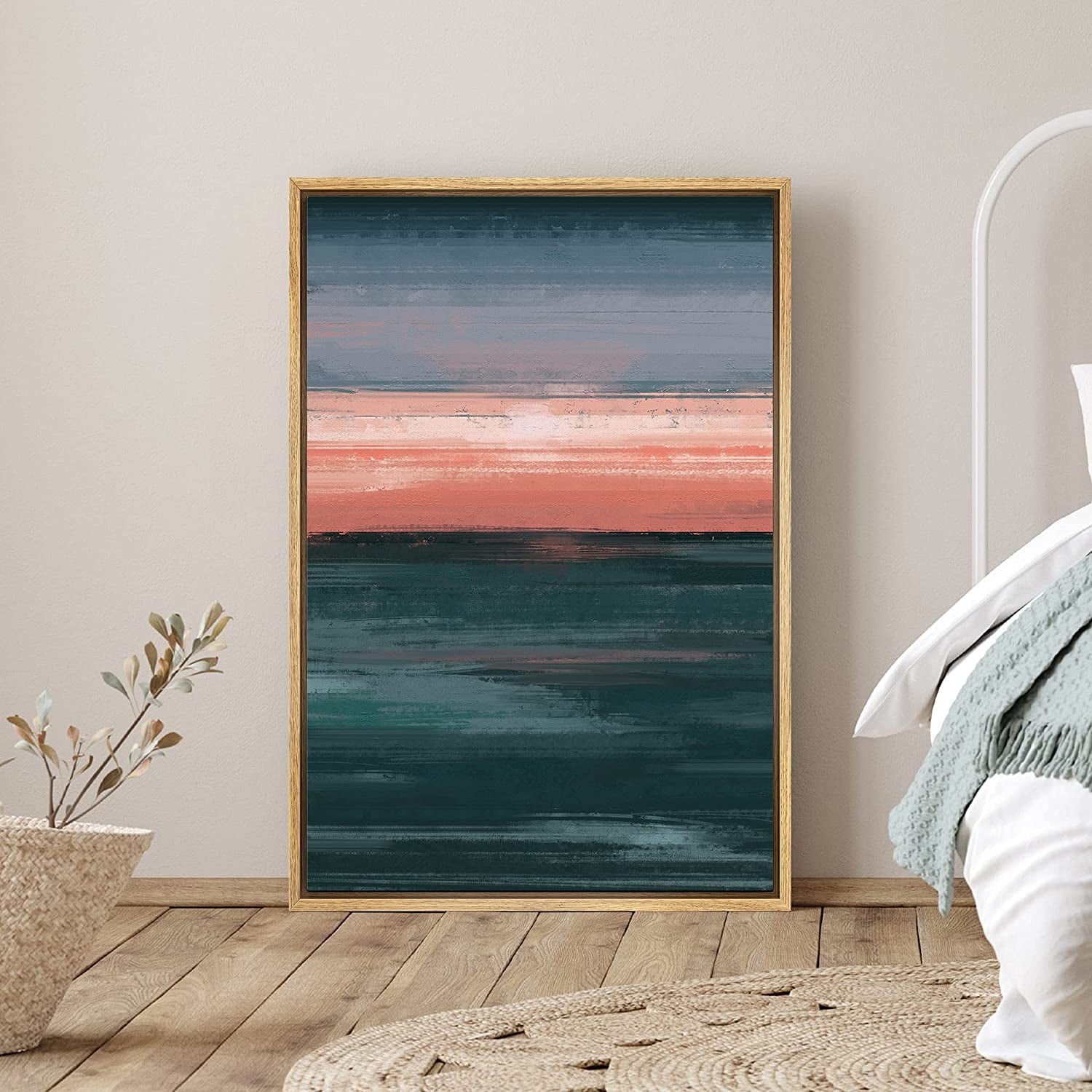 PixonSign Framed Canvas Print Wall Art Abstract Colorblock Ocean ...