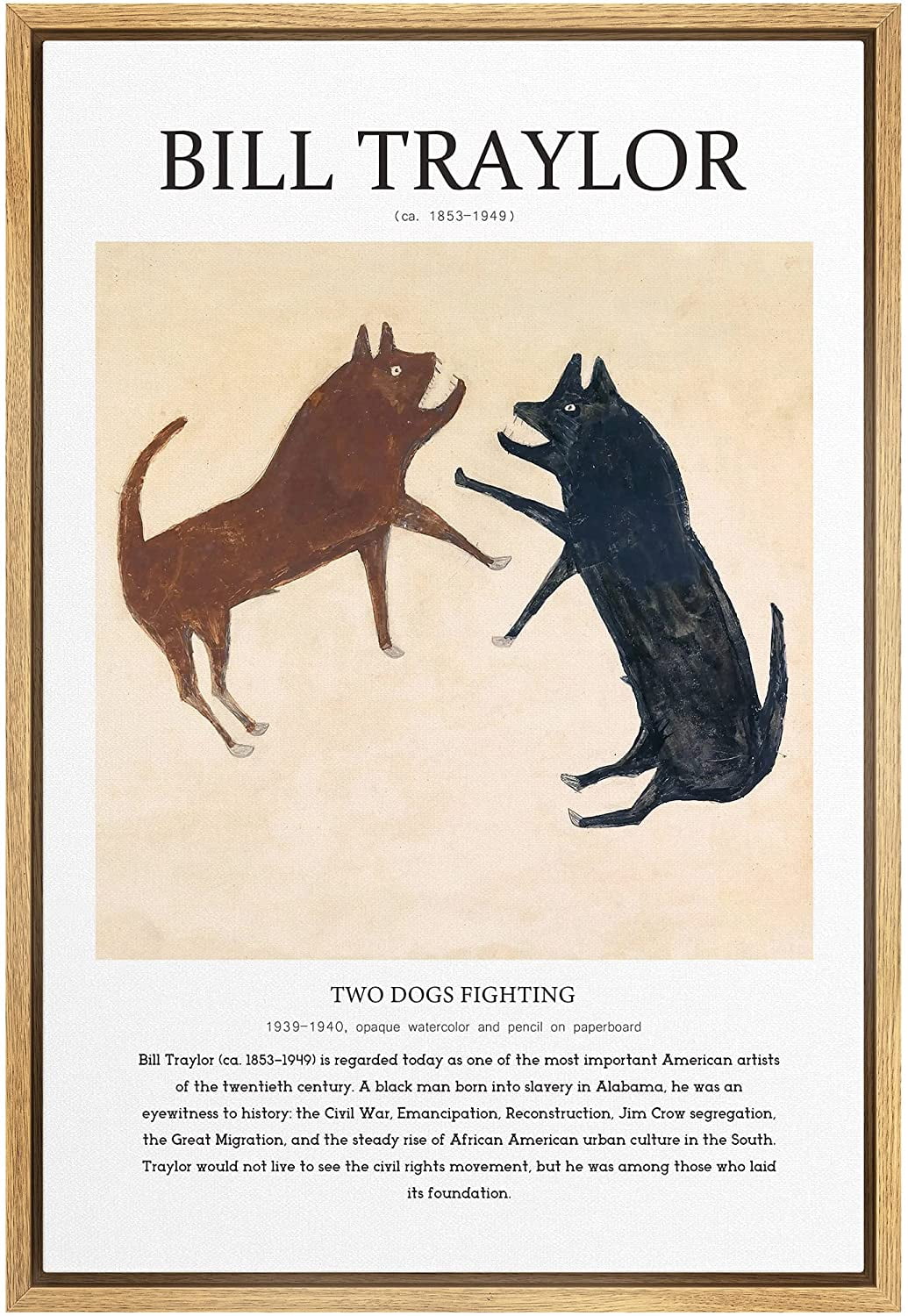 PixonSign Framed Canvas Print Wall Art Bill Traylor Two Dogs Fighting ...